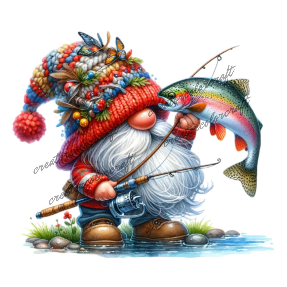 Fishing Gnome Clipart, Cute Gnomes Clipart, Fishing Clipart, Planner ...