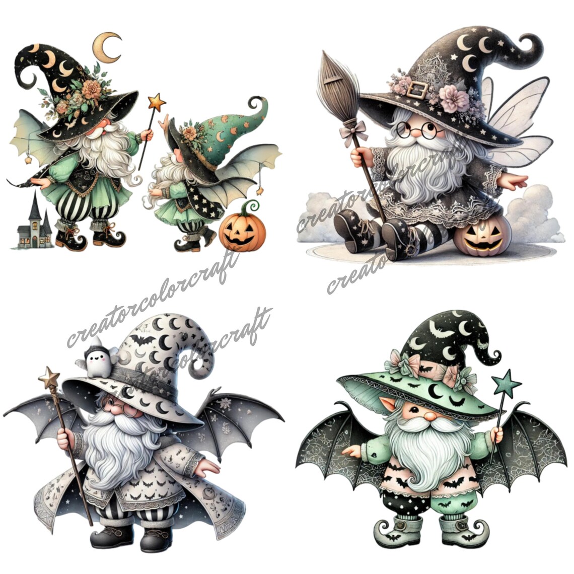 Halloween Gnome Clipart, Nursery Art, Digital Download, Card Making ...