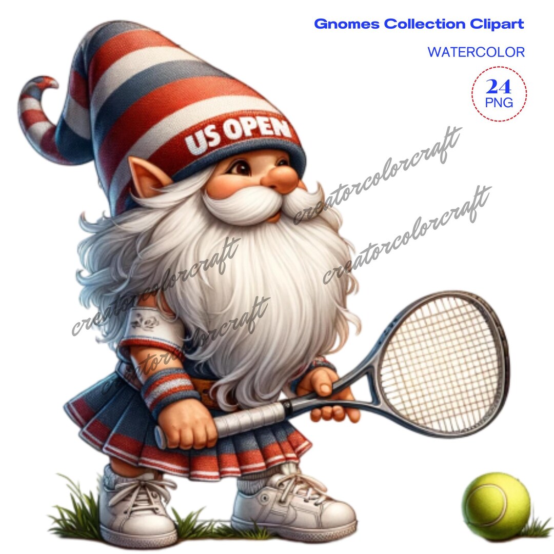 Tennis Gnome Clipart, Cute Gnome, Sports Gnome Clipart,gnomes ...