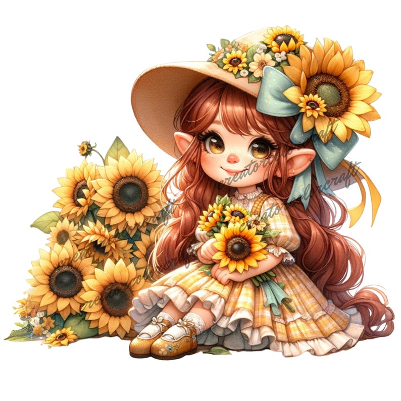 Sunflower Gnome Clipart, Bundle Png, Garden Clipart, Spring Gnome Png ...
