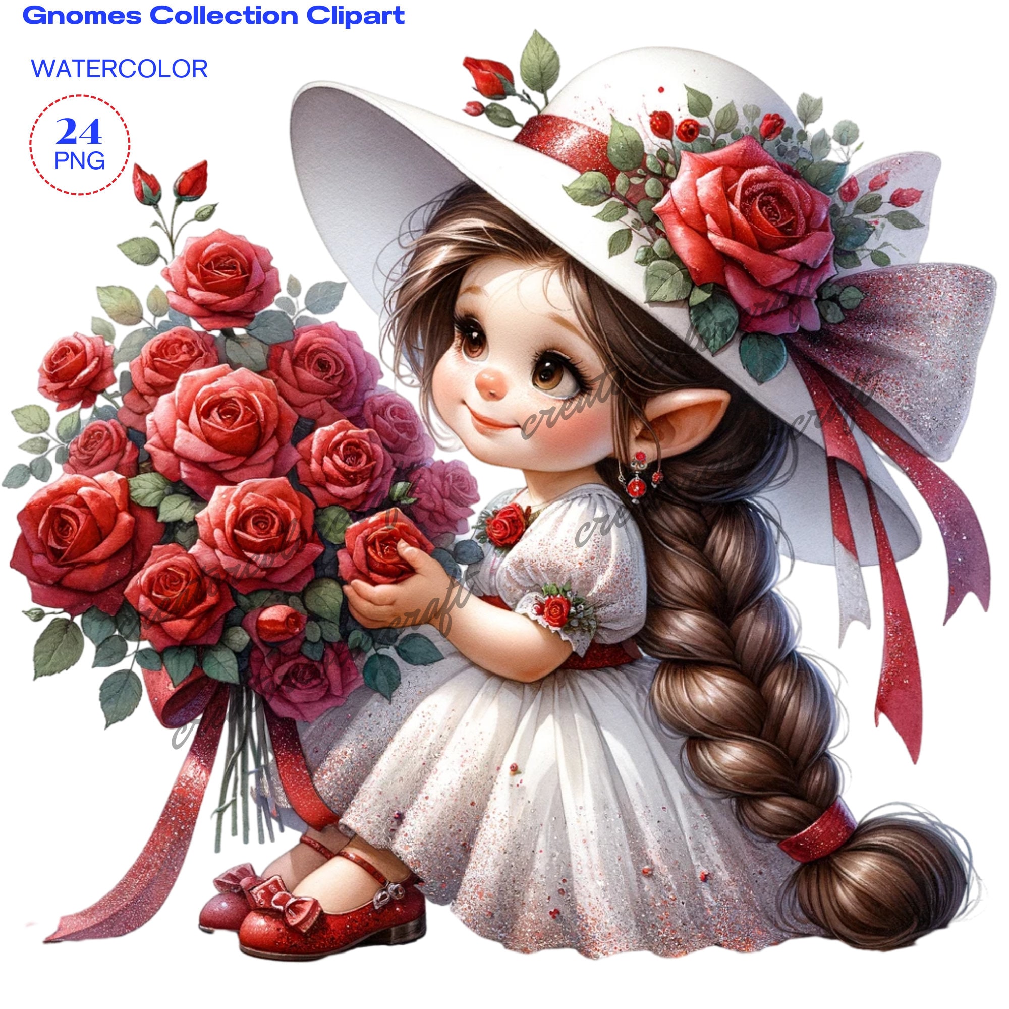 Rose Gnome Clipart, Garden Clipart, Spring Gnome Png, Gnome With ...