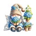 Forget Me Not Flower Gnome Clipart, Bundle Png, Garden Clipart, Spring ...