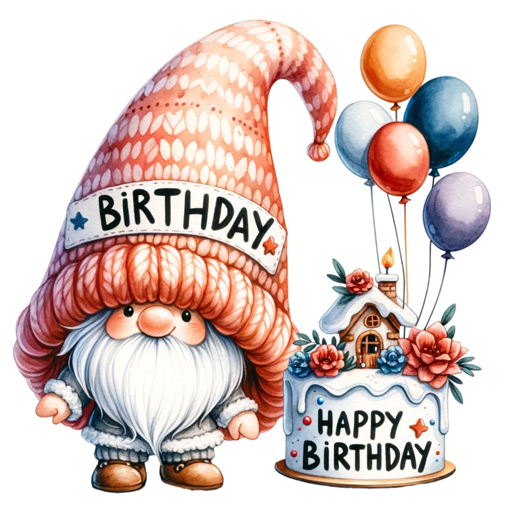 Birthday Gnome Watercolor Clipart, 12 PNG Images (digital) - Etsy