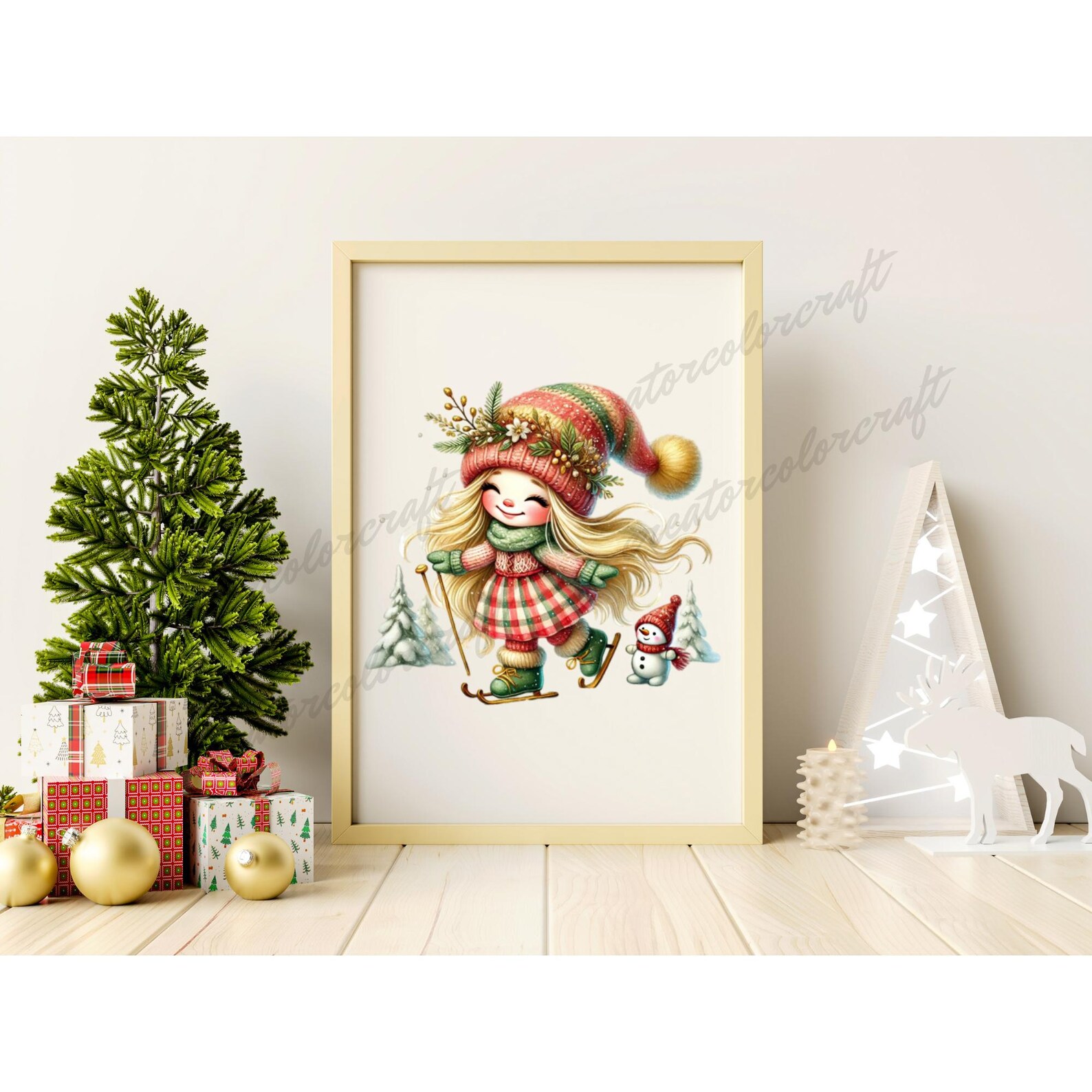 Christmas Gnome Clipart, Winter Sports Clipart, Digital Download, Cute ...