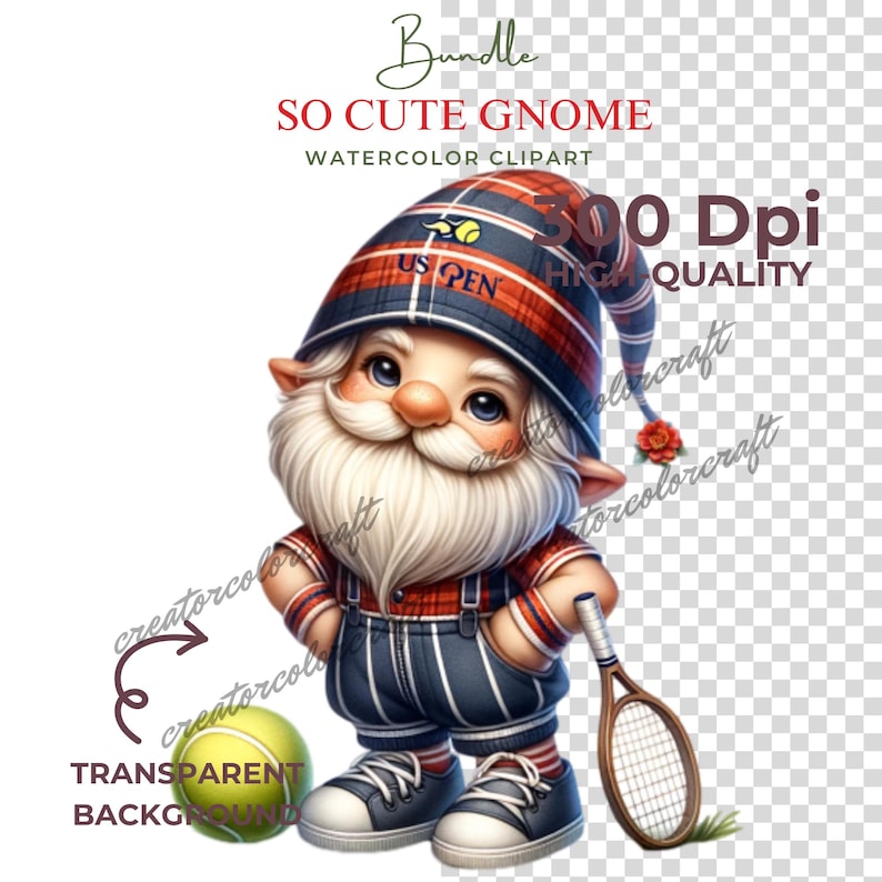 Tennis Gnome Clipart, Cute Gnome, Sports Gnome Clipart,gnomes ...