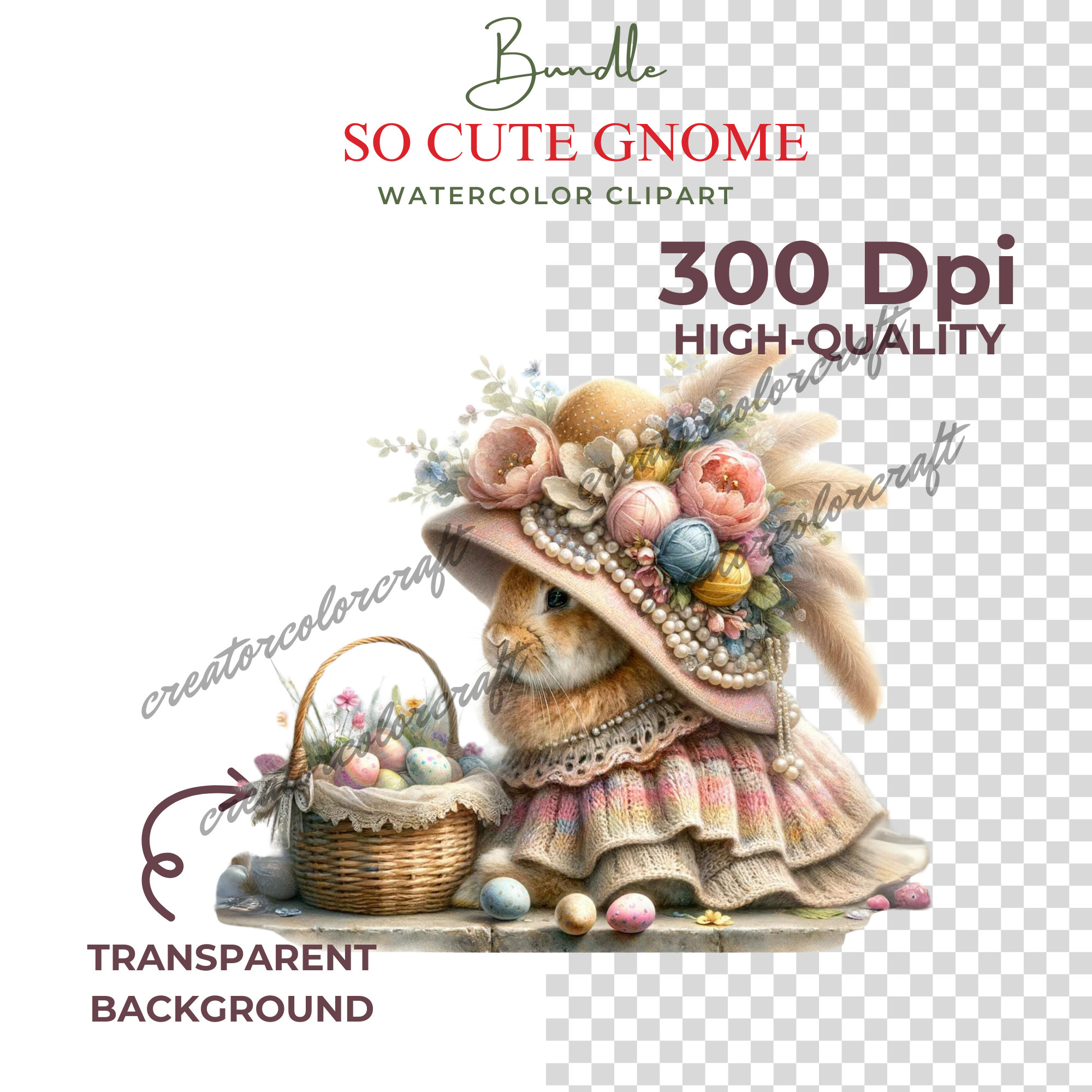 Easter Bunny Clipart, Garden Clipart, Spring Gnome Png Graphics, Gnome ...