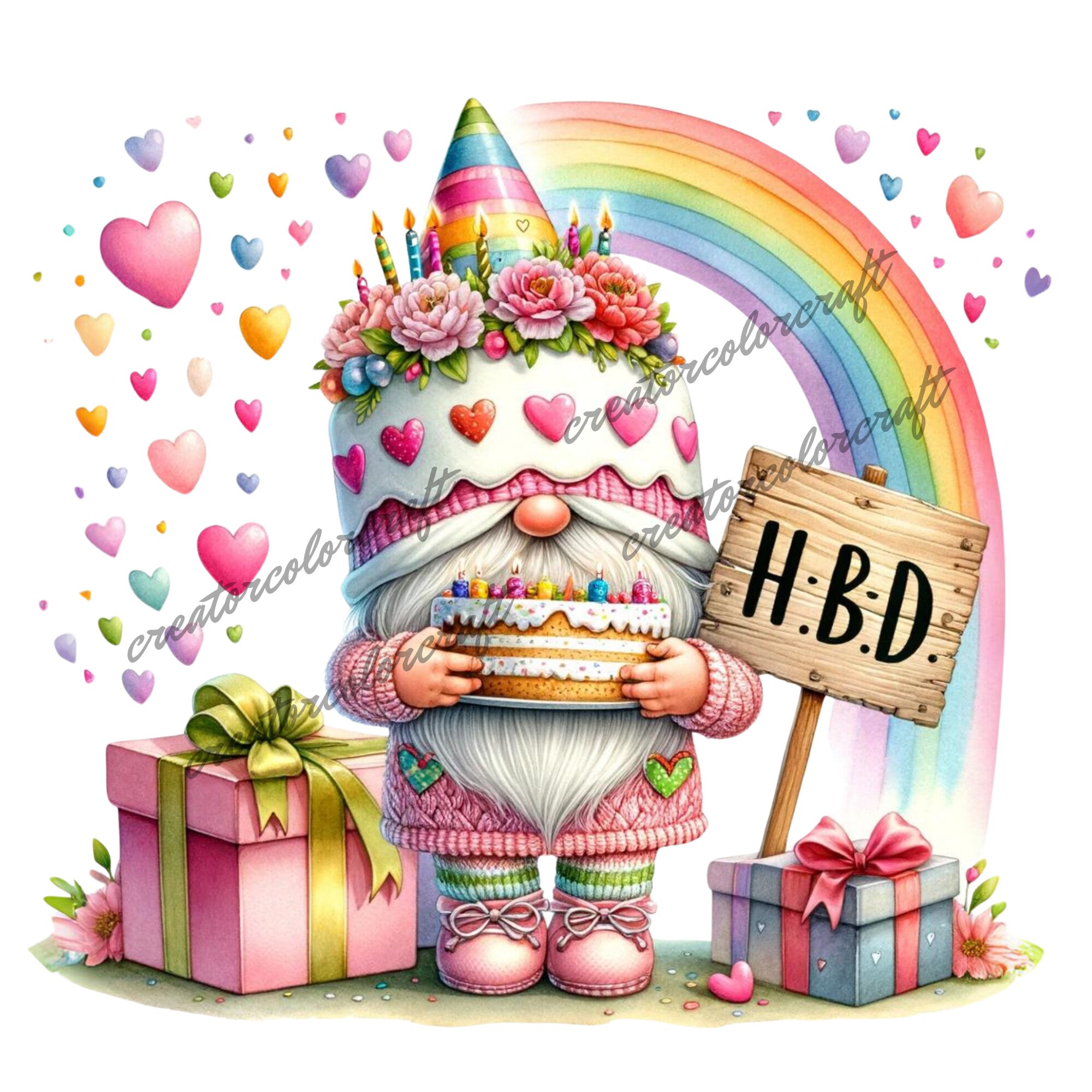 Birthday Gnome Clipart, Happy Birthday Gnome, Junk Journal, Card Making ...