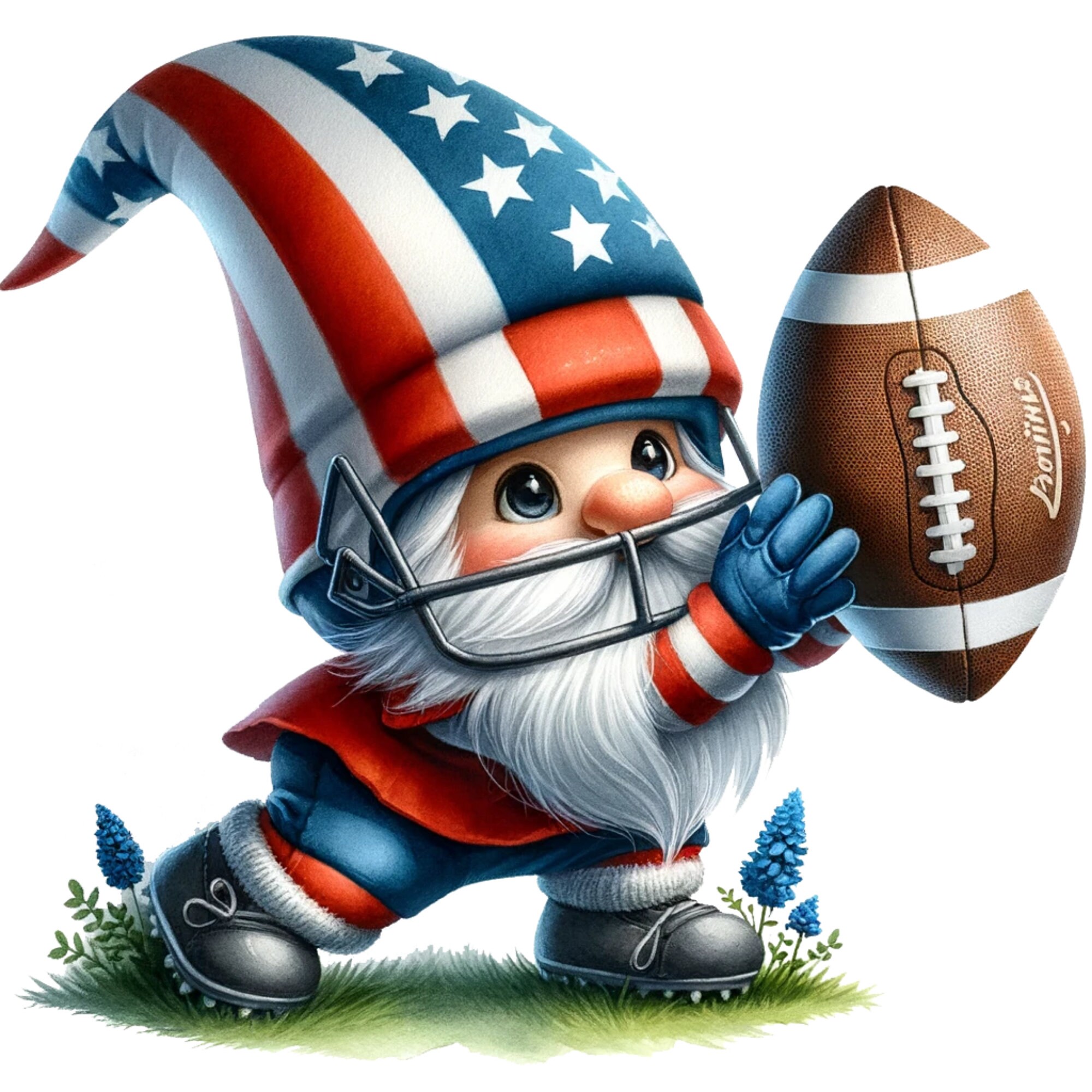 American Football Gnome Clipart, Cute Gnome Watercolor American ...