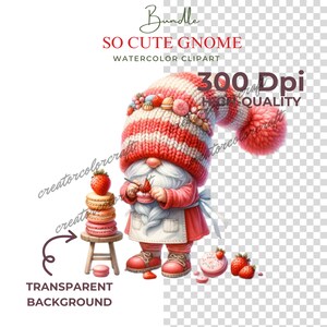 Baker Gnome, Gnome Pastry Chef Clipart, Summer Gnome Clipart, Camping ...