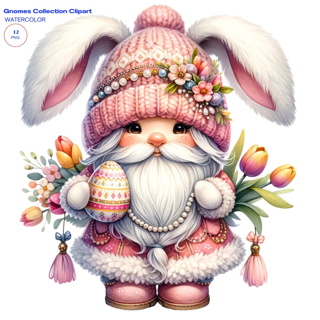 Easter Gnomes Clipart, 12 High Quality Pngs, Nursery Art, Digital ...