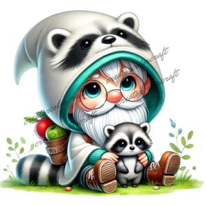 Raccoon Lover Gnome Clipart, Digital Download,animal Farm Gnome ...