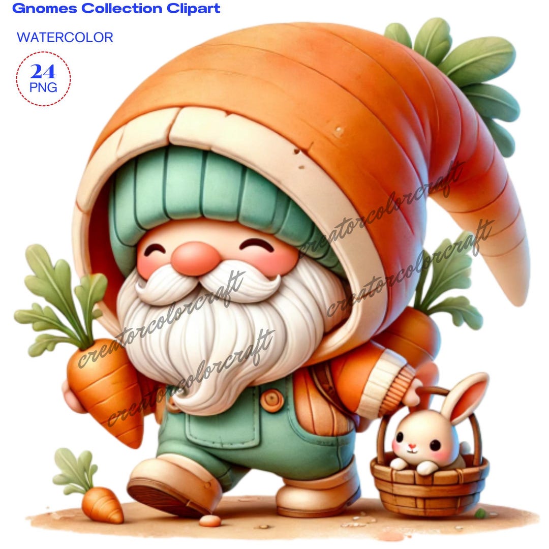 Rabbit Lover Gnome Clipart, Digital Download,animal Farm Gnome,easter ...
