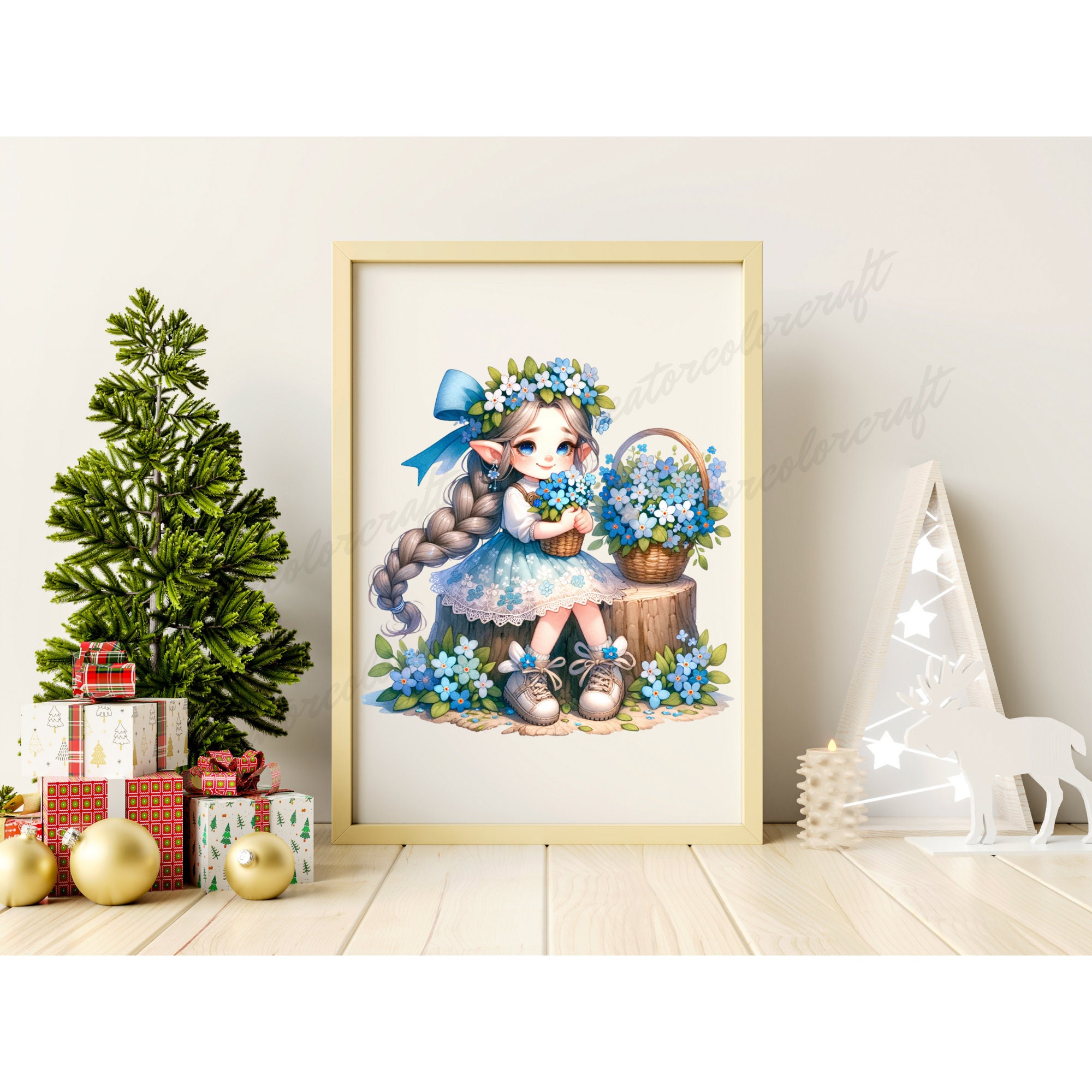 Forget Me Not Gnome Clipart, Garden Clipart, Spring Gnome Png,gnome ...