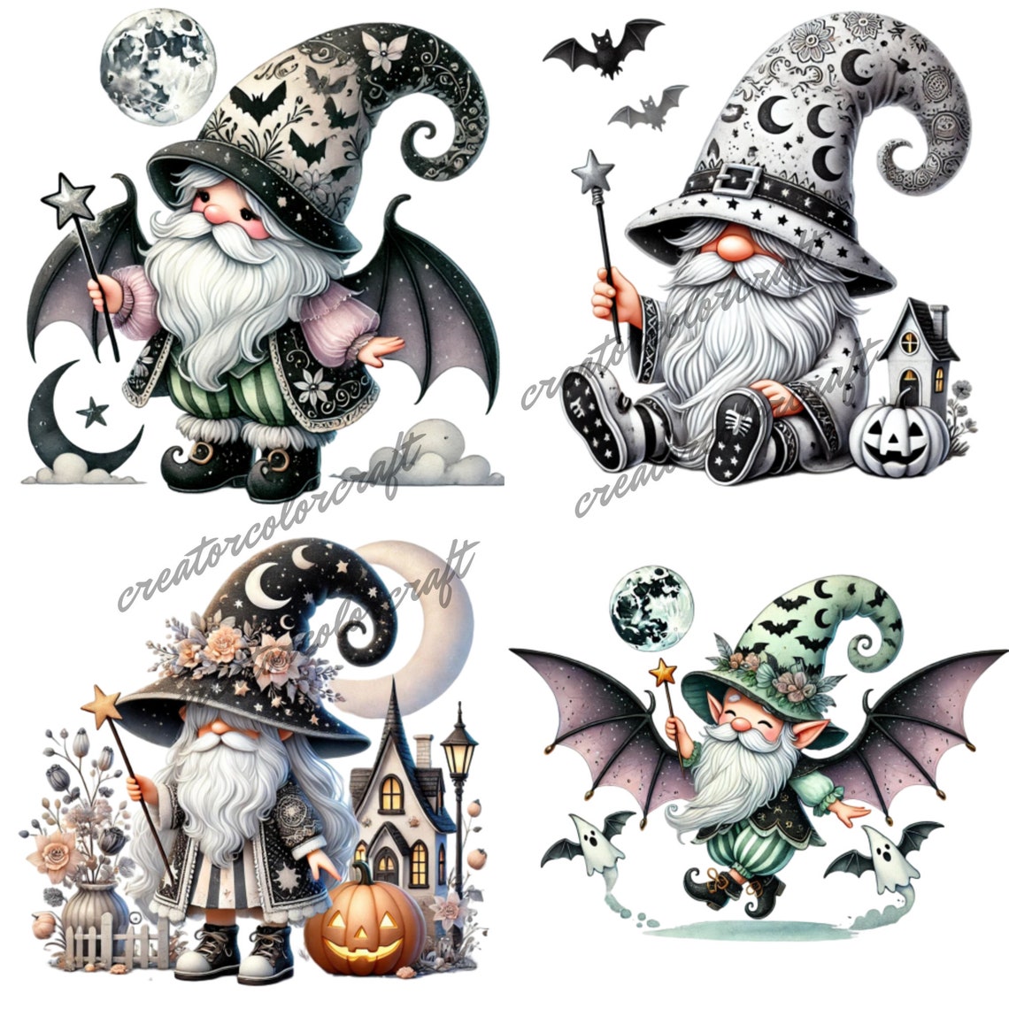 Halloween Gnome Clipart, Nursery Art, Digital Download, Card Making ...