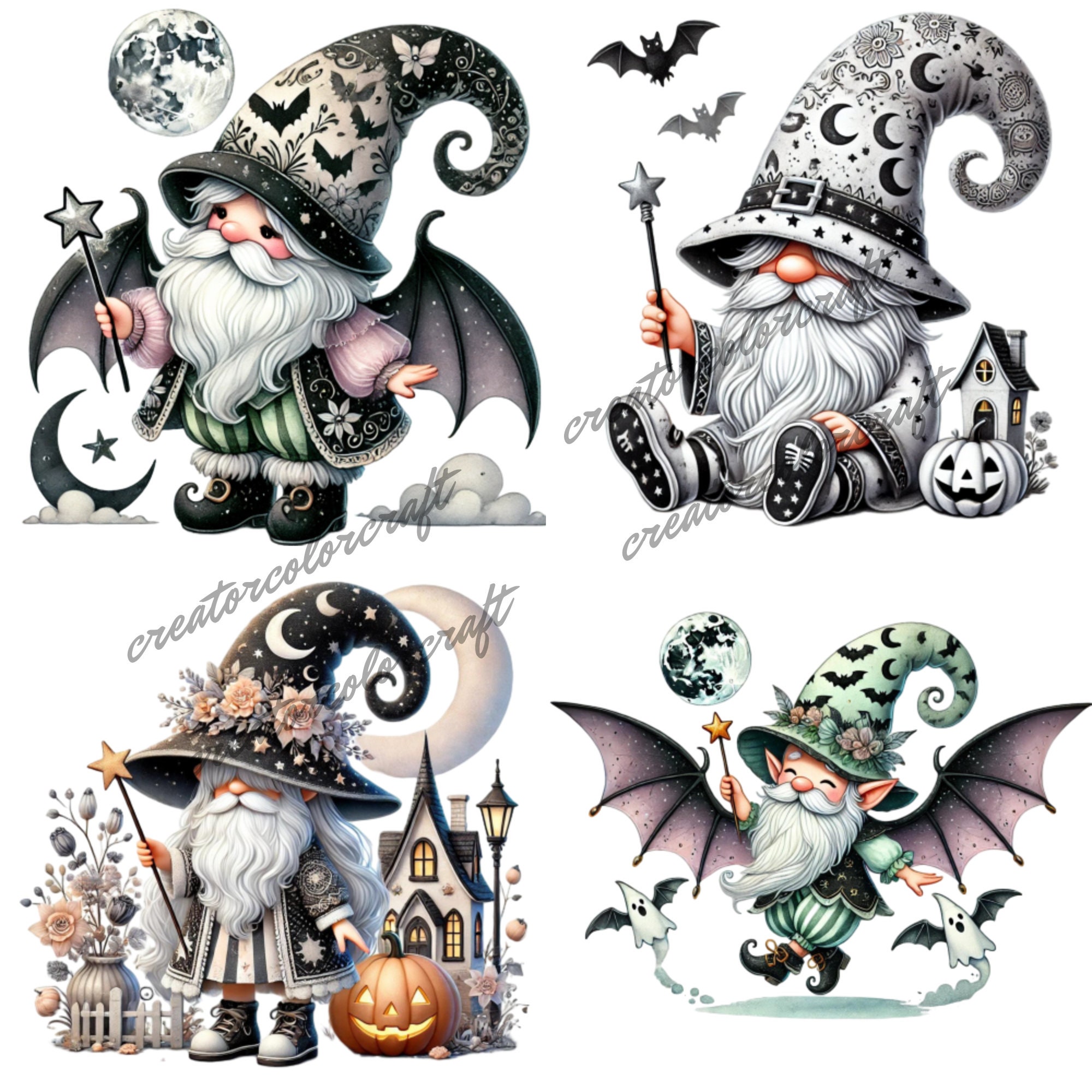 Halloween Gnome Clipart, Nursery Art, Digital Download, Card Making ...