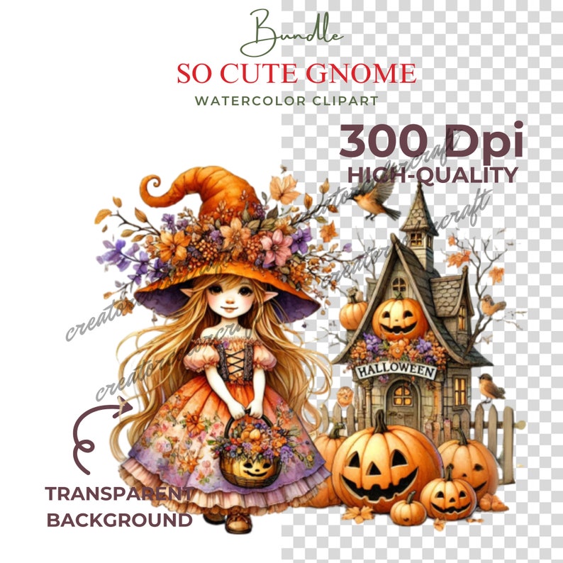 Halloween Gnome Clipart, Nursery Art,digital Download,card Making,cute ...