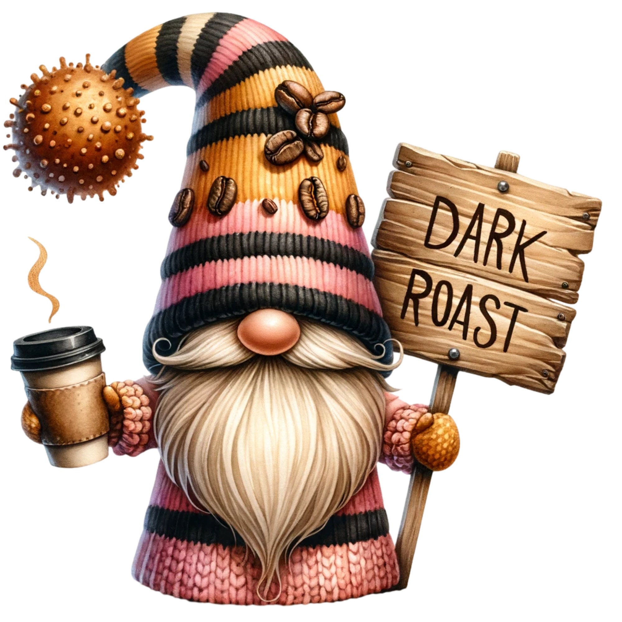 Coffee Gnome Clipart, Watercolor Gnome, Watercolor Clipart Bundle ...