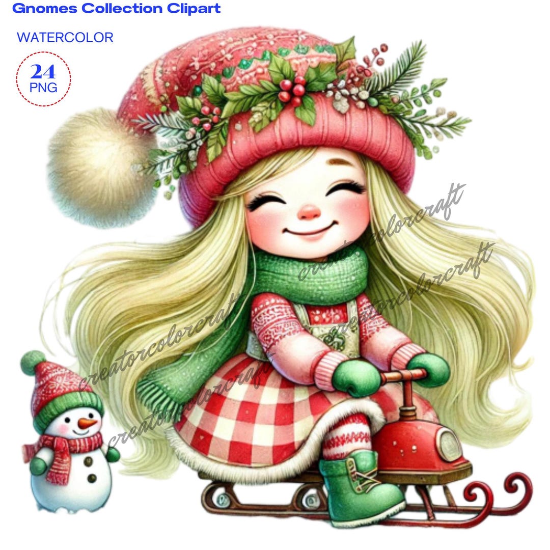 Christmas Gnome Clipart, Winter Sports Clipart, Digital Download, Cute ...