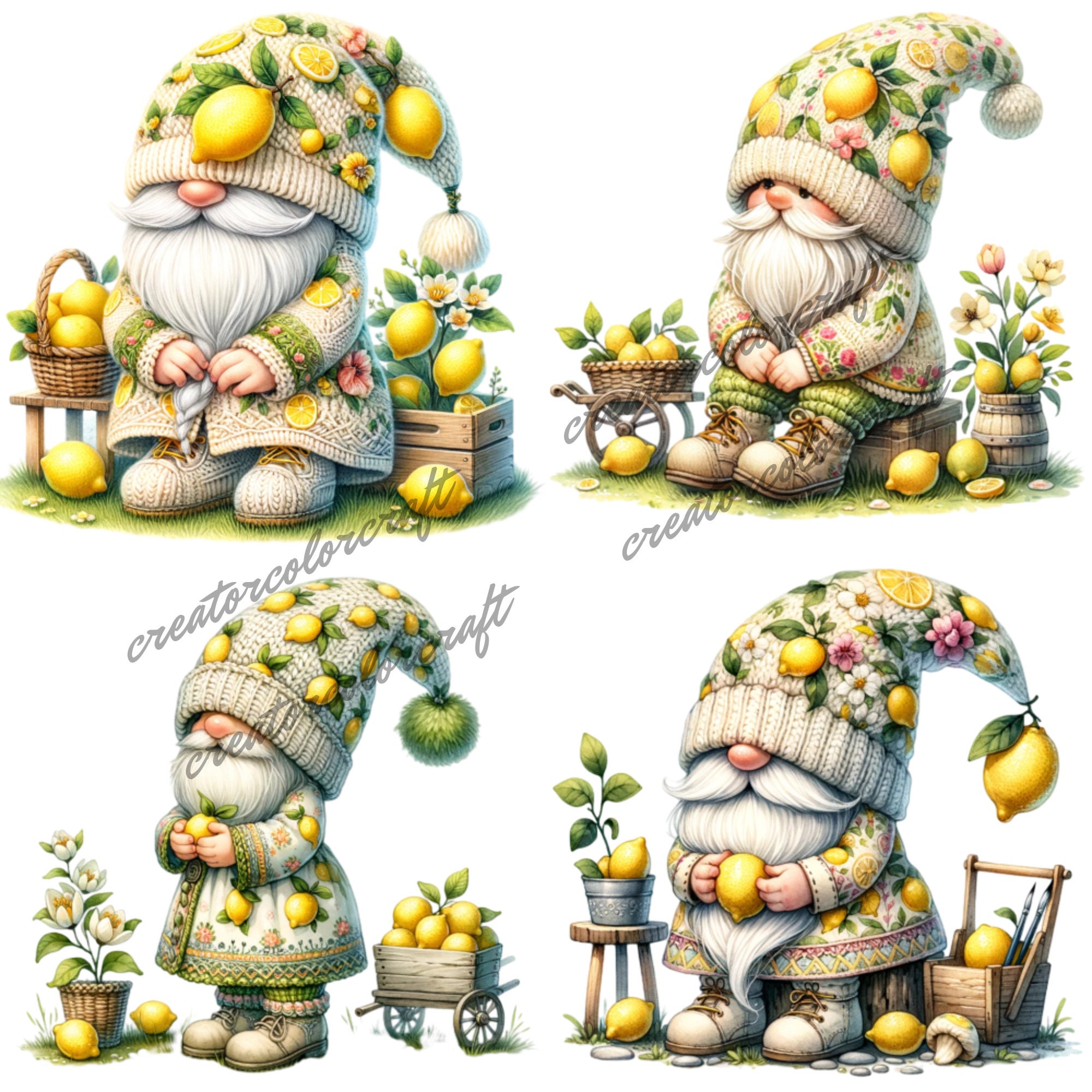 Lemon Gnome Clipart, Sublimation Designs, Lemon Gnome Png, Gnome ...