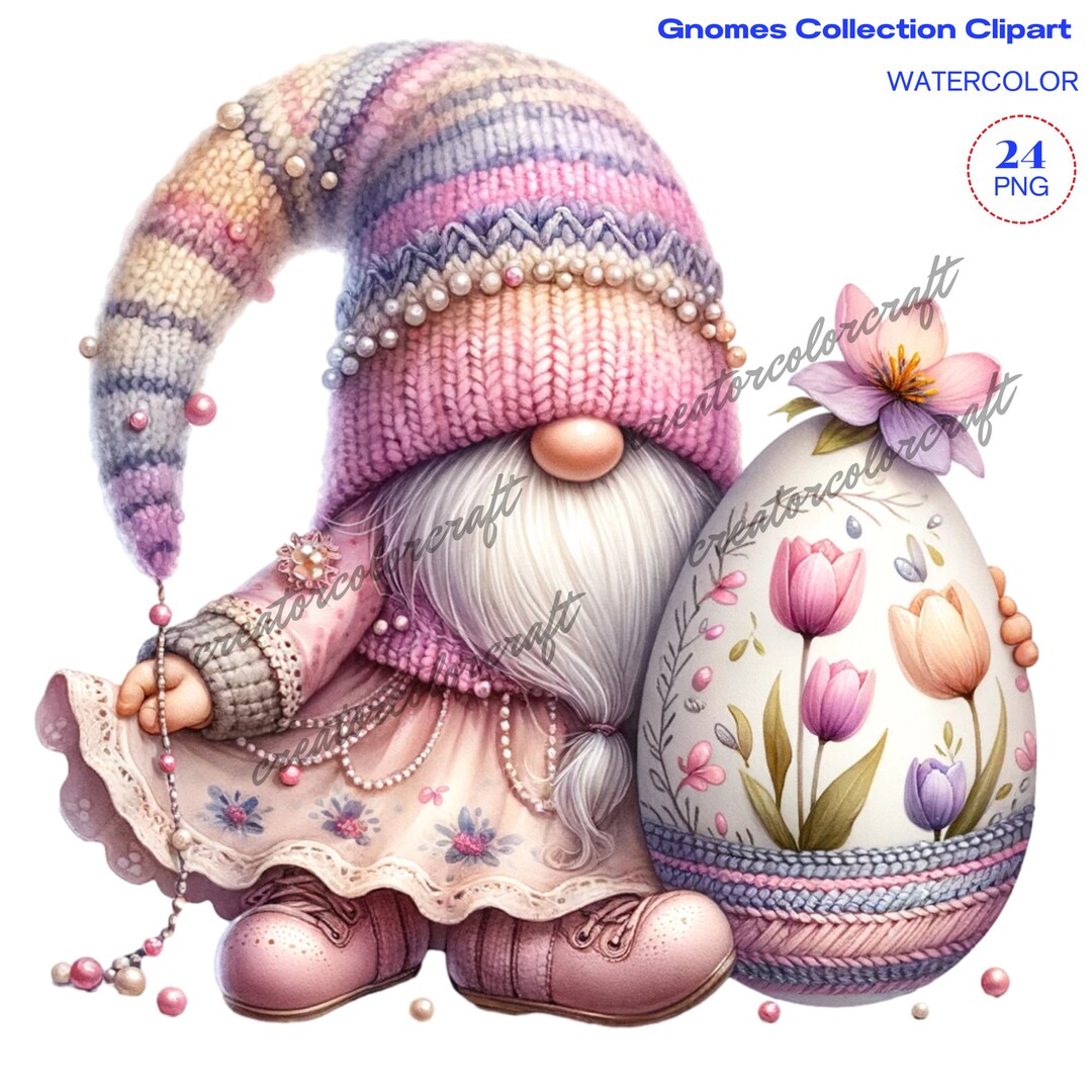 Easter Gnome Clipart, Garden Clipart, Spring Gnome Png Graphics, Gnome ...