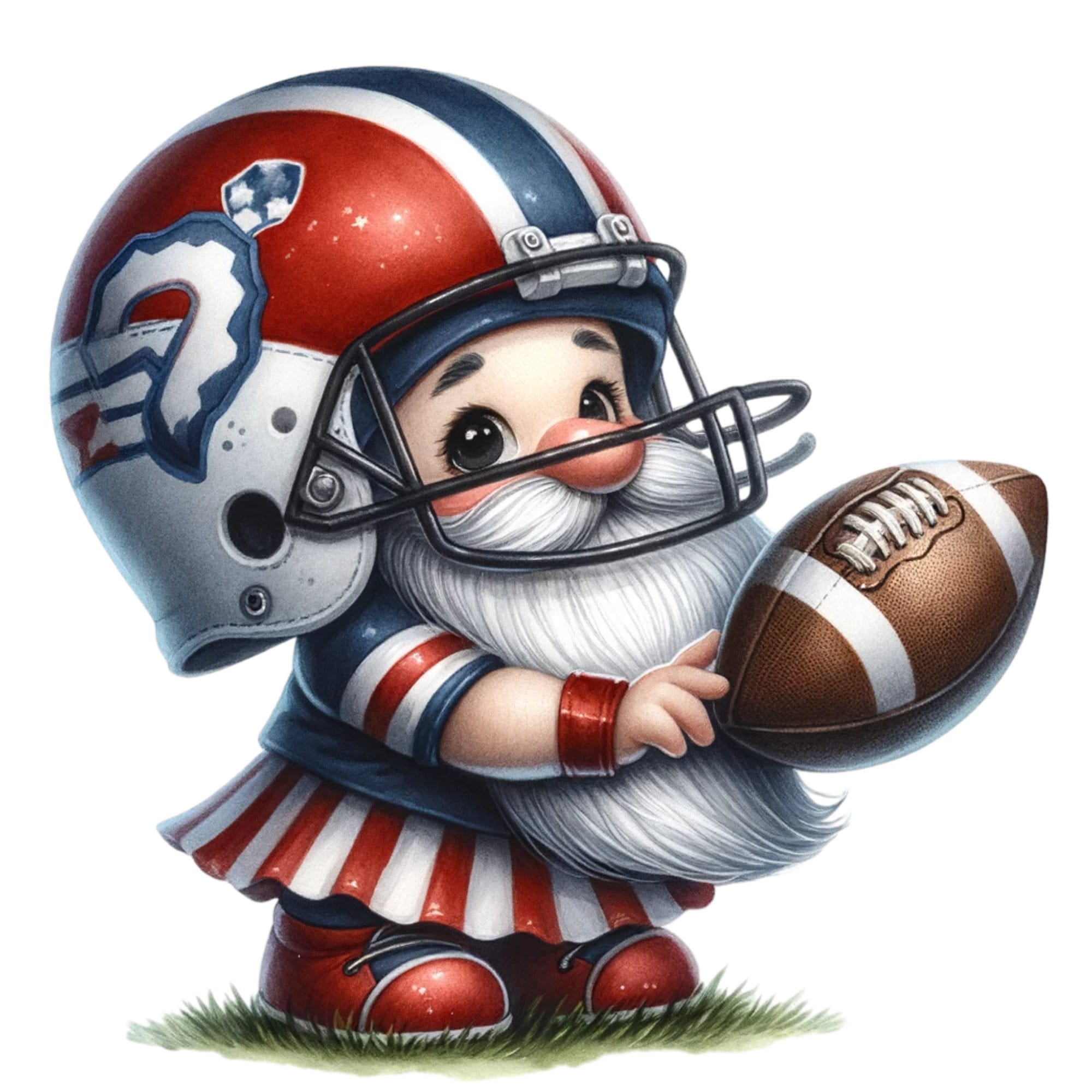 American Football Gnome Clipart, Cute Gnome Watercolor American ...
