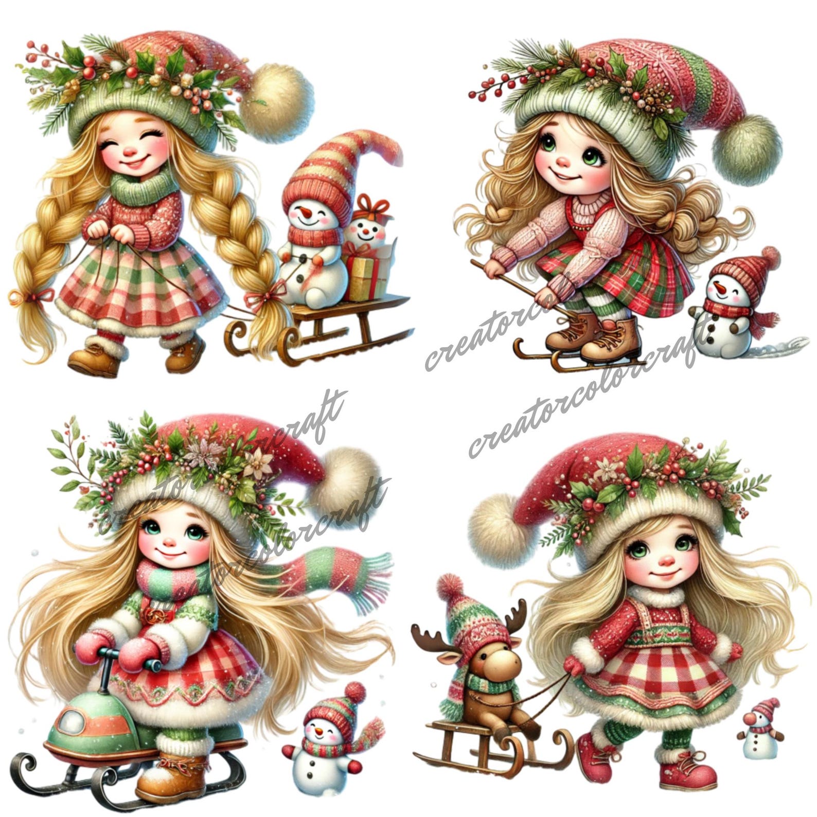 Christmas Gnome Clipart, Winter Sports Clipart, Digital Download, Cute ...