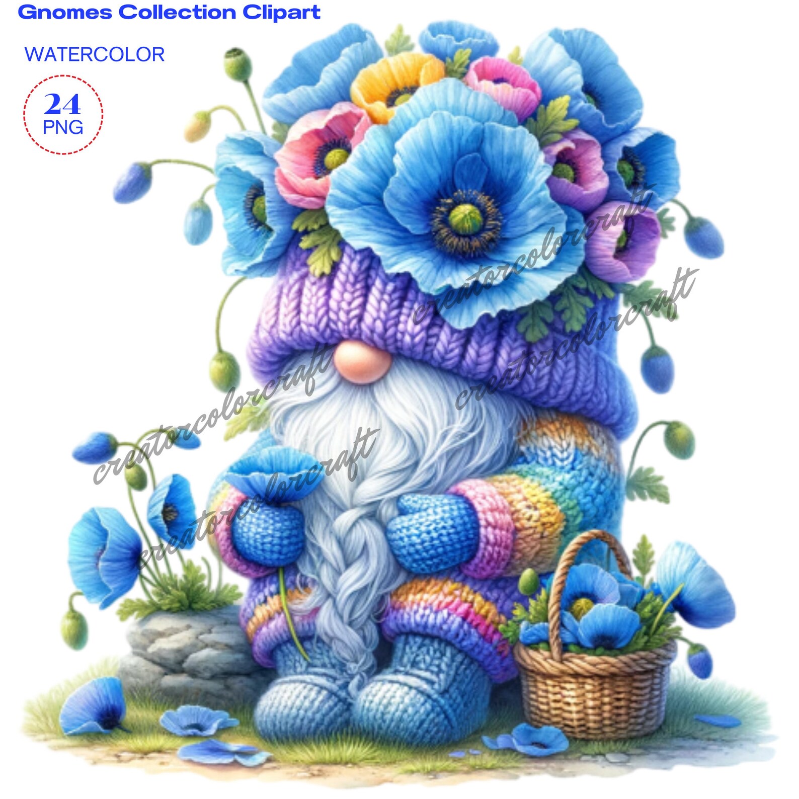 Poppies Gnomes Clipart Bundle, Flowers Gnomes PNG, Bundle Png, Garden ...