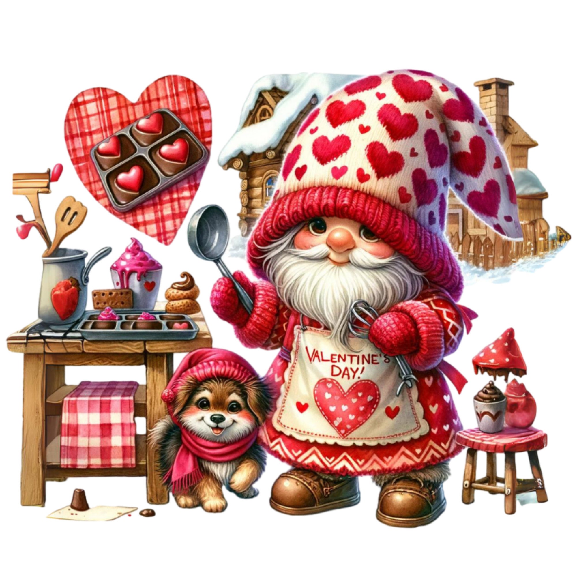 Valentines Gnomes Clipart, Watercolor PNG (commercial Use) - Etsy