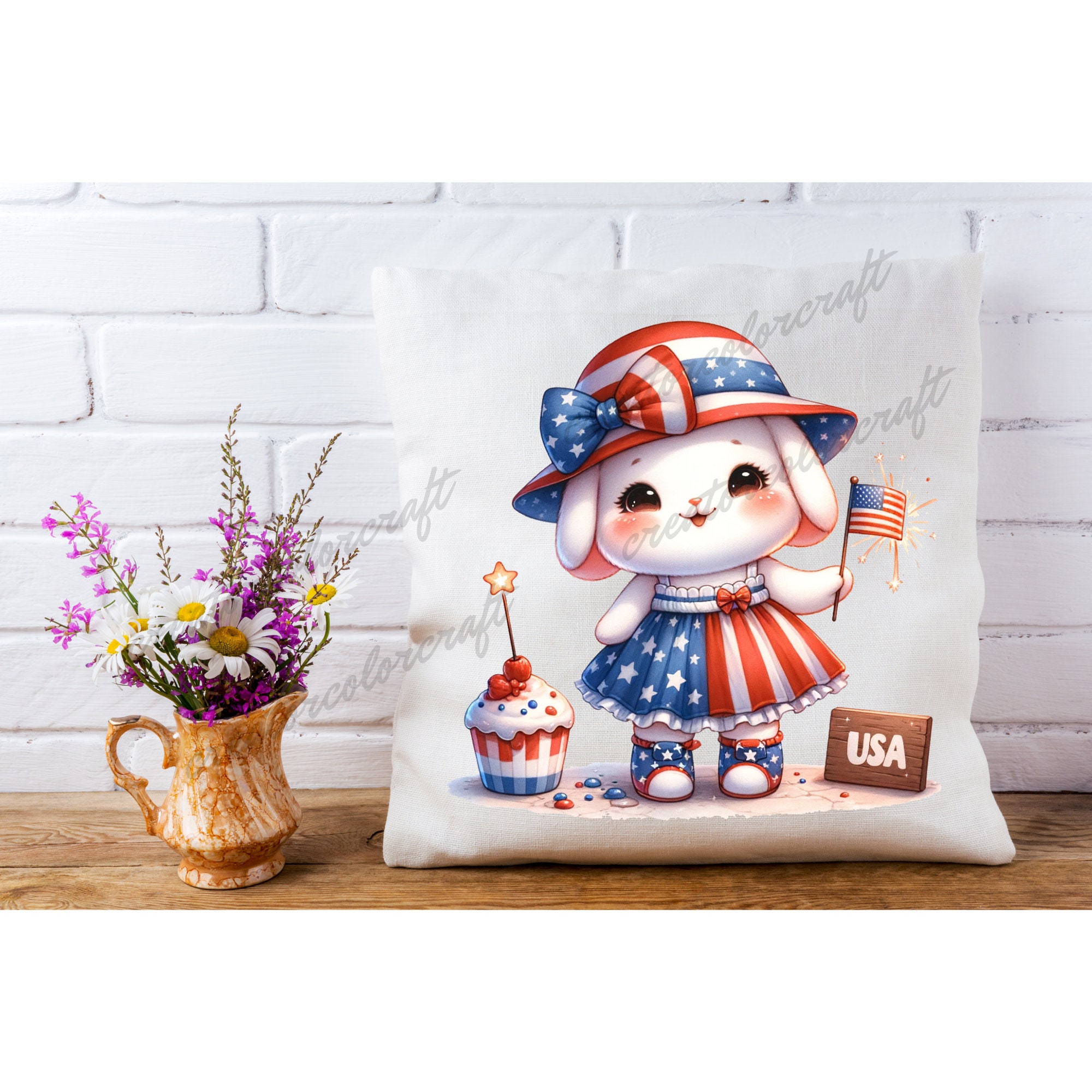 Patriotic Clipart, 4th of July Clipart, Rabbit Clipart, Patriotic Bunny ...