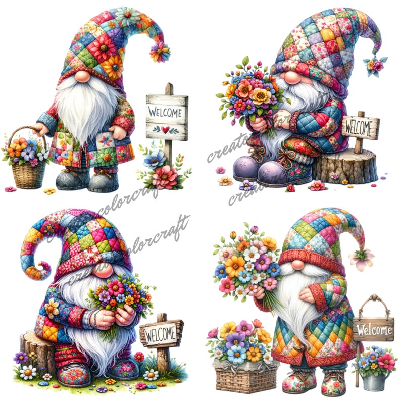 Spring Gnomes Clipart Bundle, Flowers Gnomes PNG, Bundle Png, Garden ...