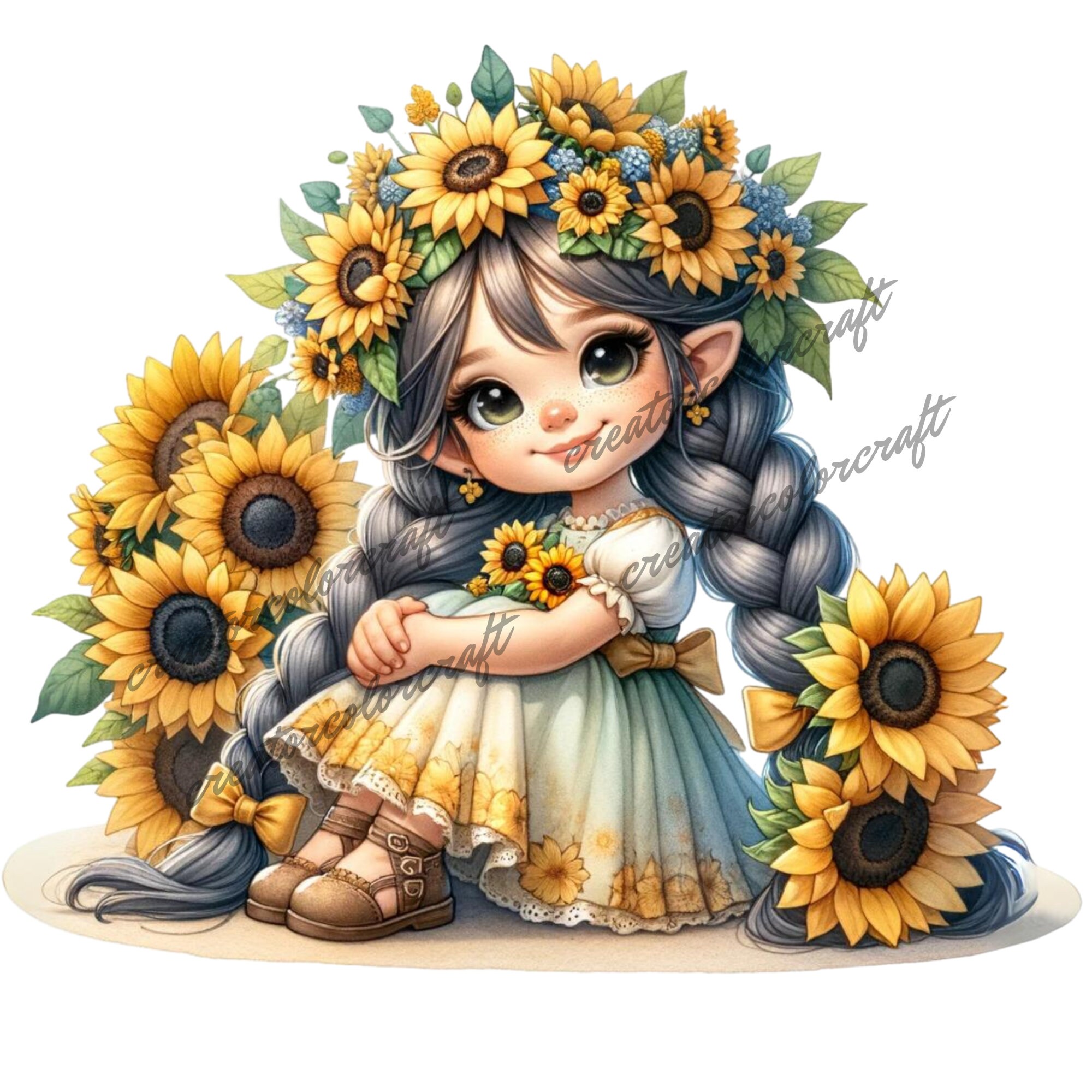 Sunflower Gnome Clipart, Bundle Png, Garden Clipart, Spring Gnome Png ...