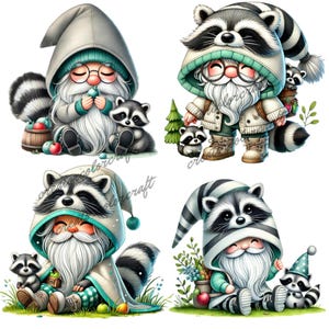 Raccoon Lover Gnome Clipart, Digital Download,animal Farm Gnome ...
