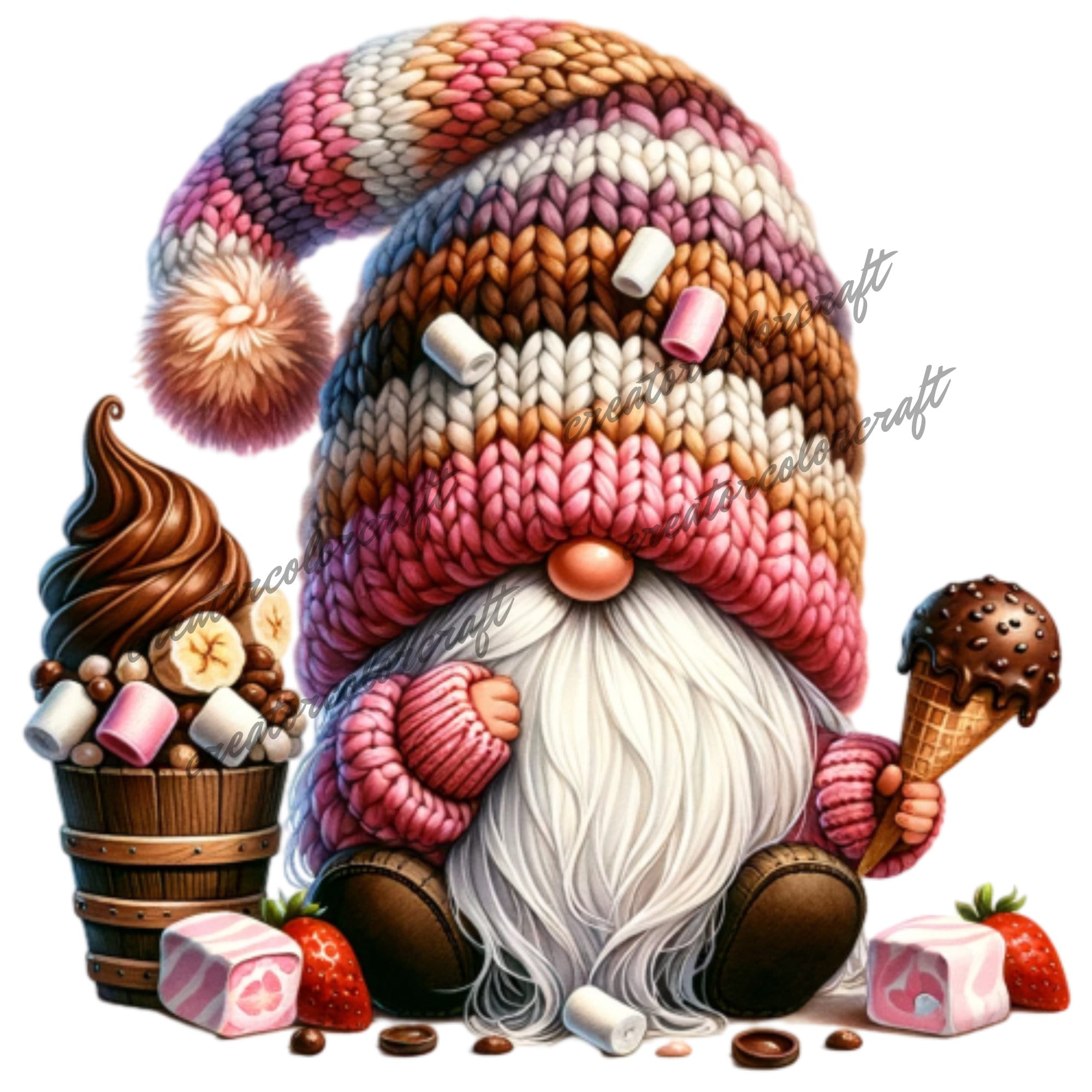 Ice Cream Gnome Clipart, Ice Cream Truck Gnome, Summer Gnome Clipart ...