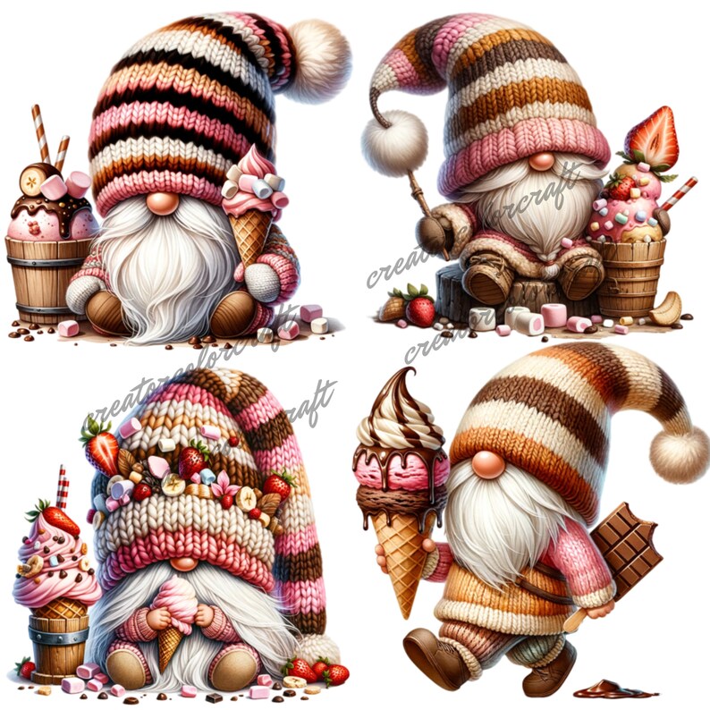 Ice Cream Gnome Clipart, Ice Cream Truck Gnome, Summer Gnome Clipart ...