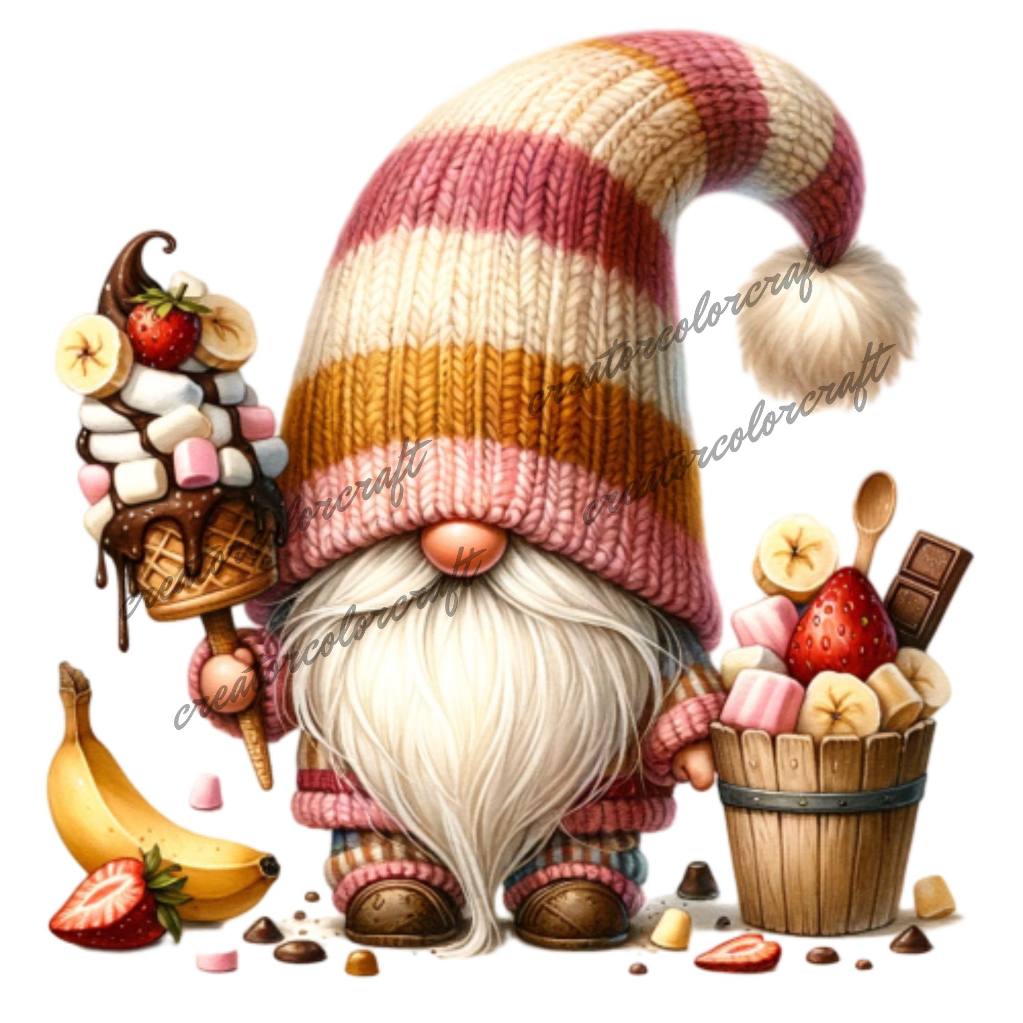 Ice Cream Gnome Clipart, Ice Cream Truck Gnome, Summer Gnome Clipart ...