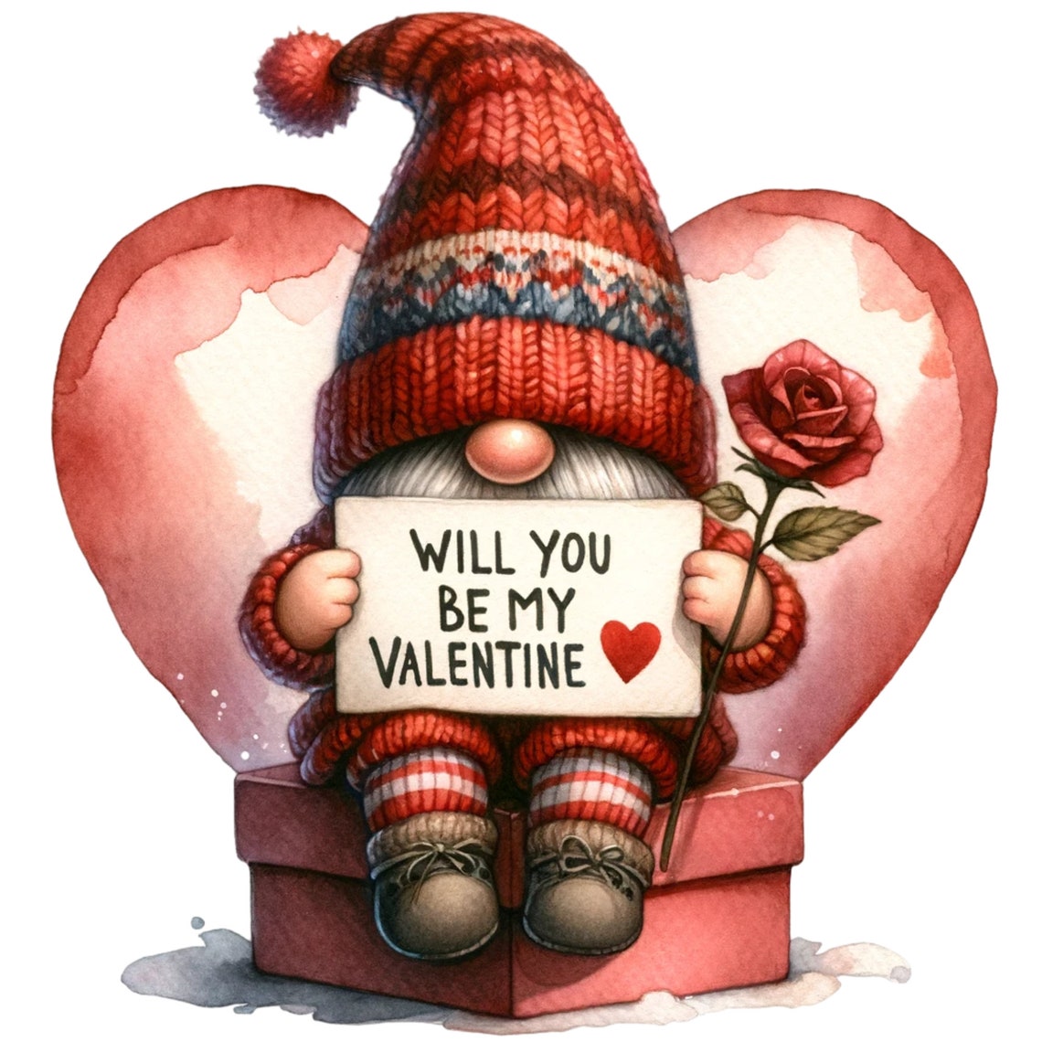 Valentines Gnomes Clipart, 12 PNG Gnomes Clipart, Cute Valentine Gnome ...