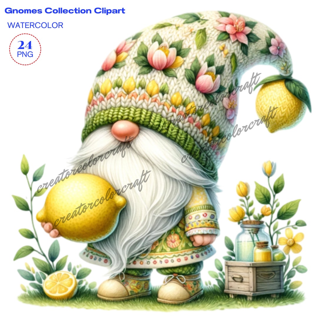 Lemon Gnome Clipart, Sublimation Designs, Lemon Gnome Png, Gnome ...