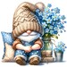 Forget Me Not Flower Gnome Clipart, Bundle Png, Garden Clipart, Spring ...