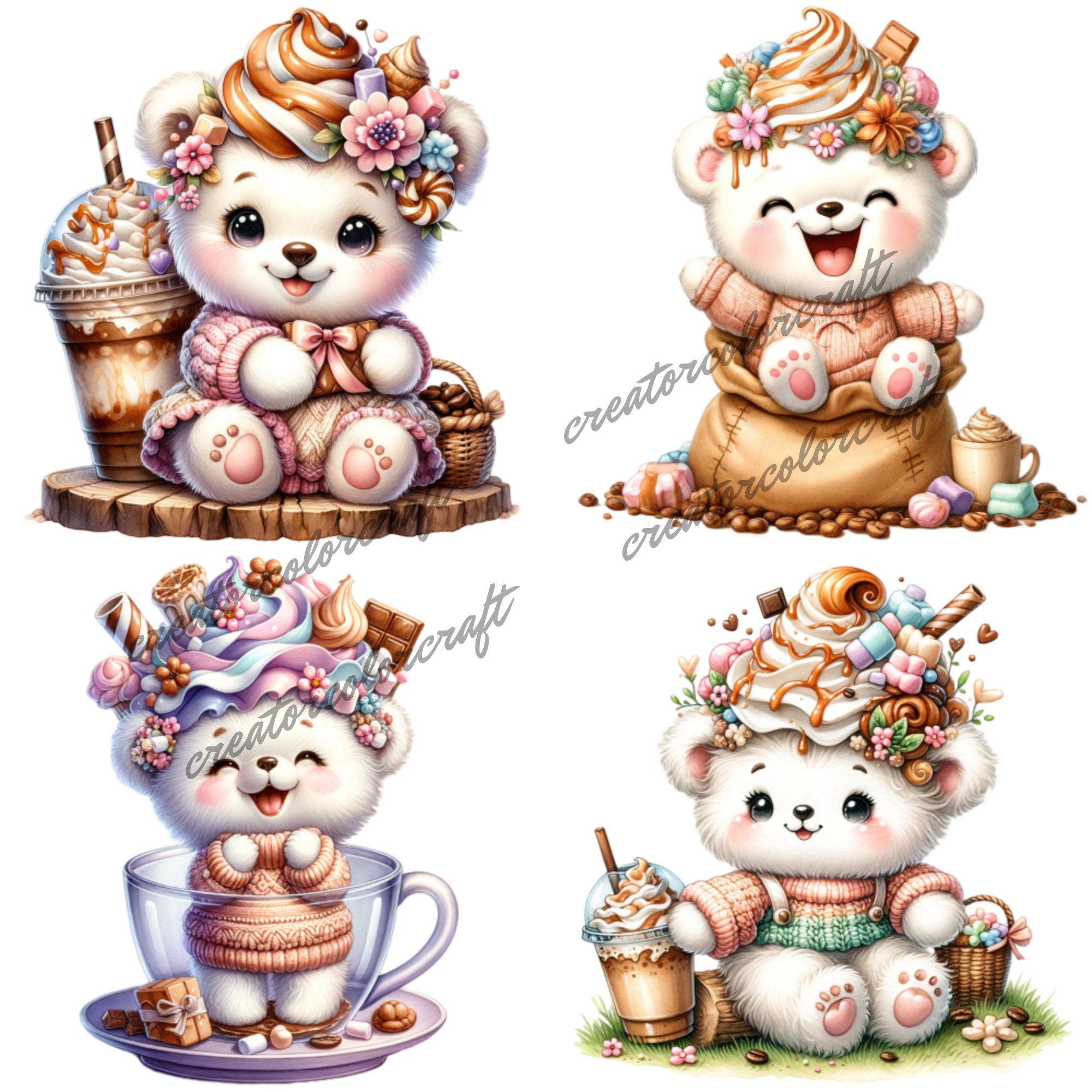 Coffee Bear Clipart, Watercolor Gnome, Watercolor Clipart Bundle ...