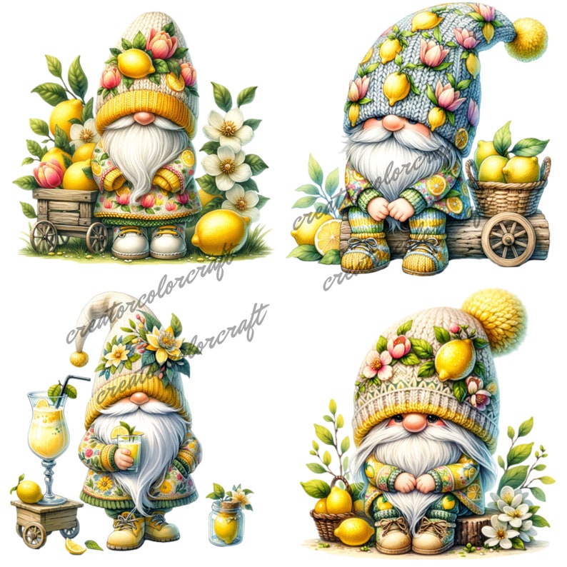 Lemon Gnome Clipart, Sublimation Designs, Lemon Gnome Png, Gnome ...