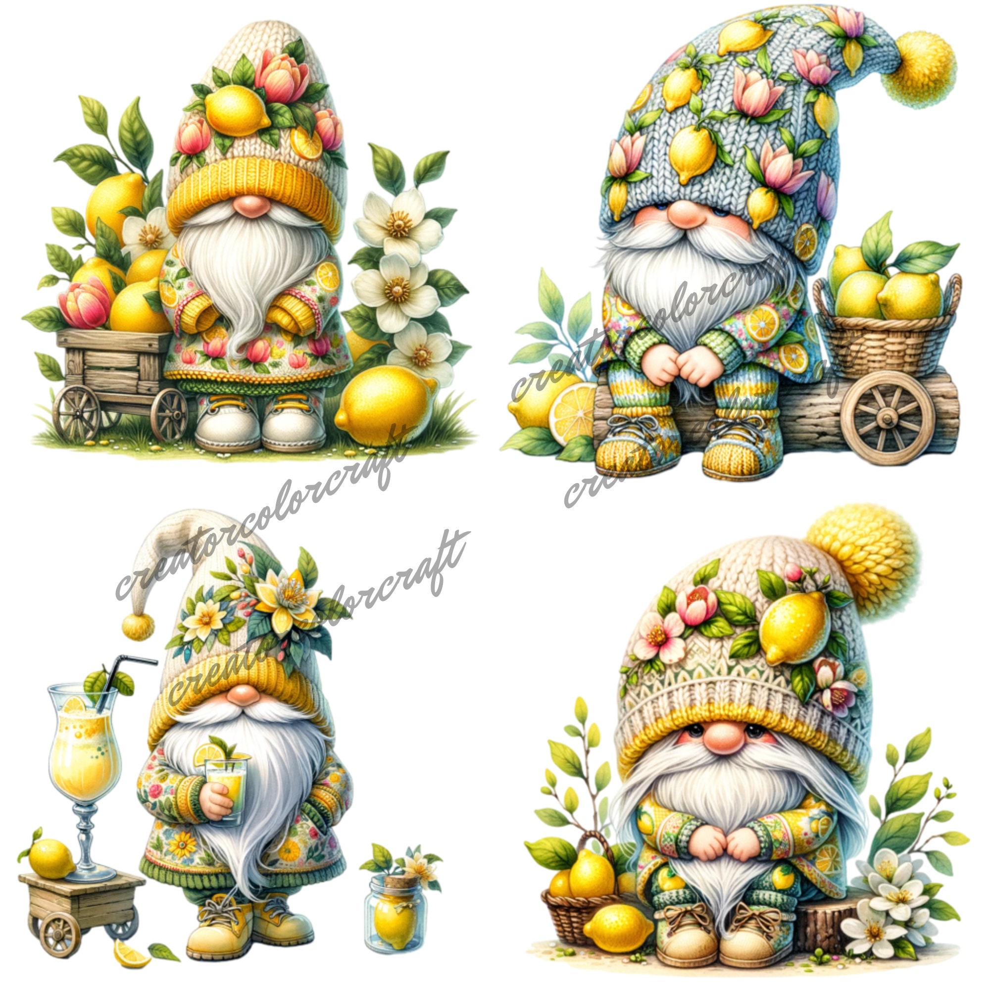 Lemon Gnome Clipart, Sublimation Designs, Lemon Gnome Png, Gnome ...
