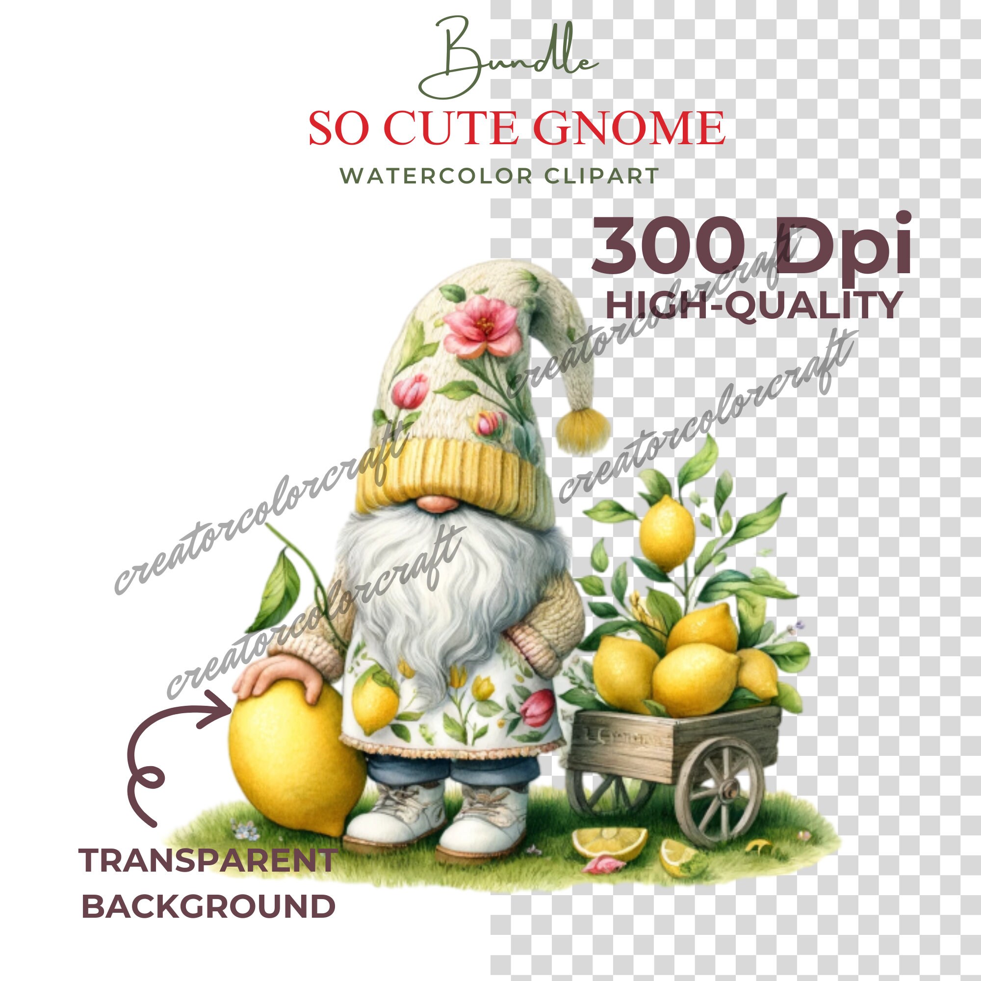 Lemon Gnome Clipart, Sublimation Designs, Lemon Gnome Png, Gnome ...