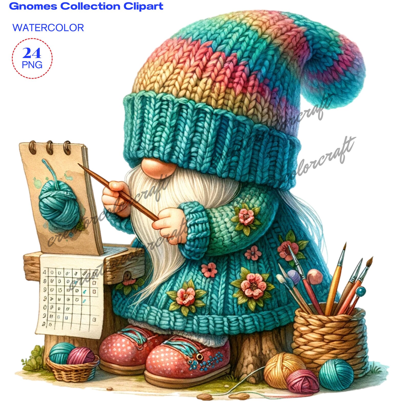 Planner Gnome, Gnome Clipart, Planner Clipart, Watercolor Planner ...