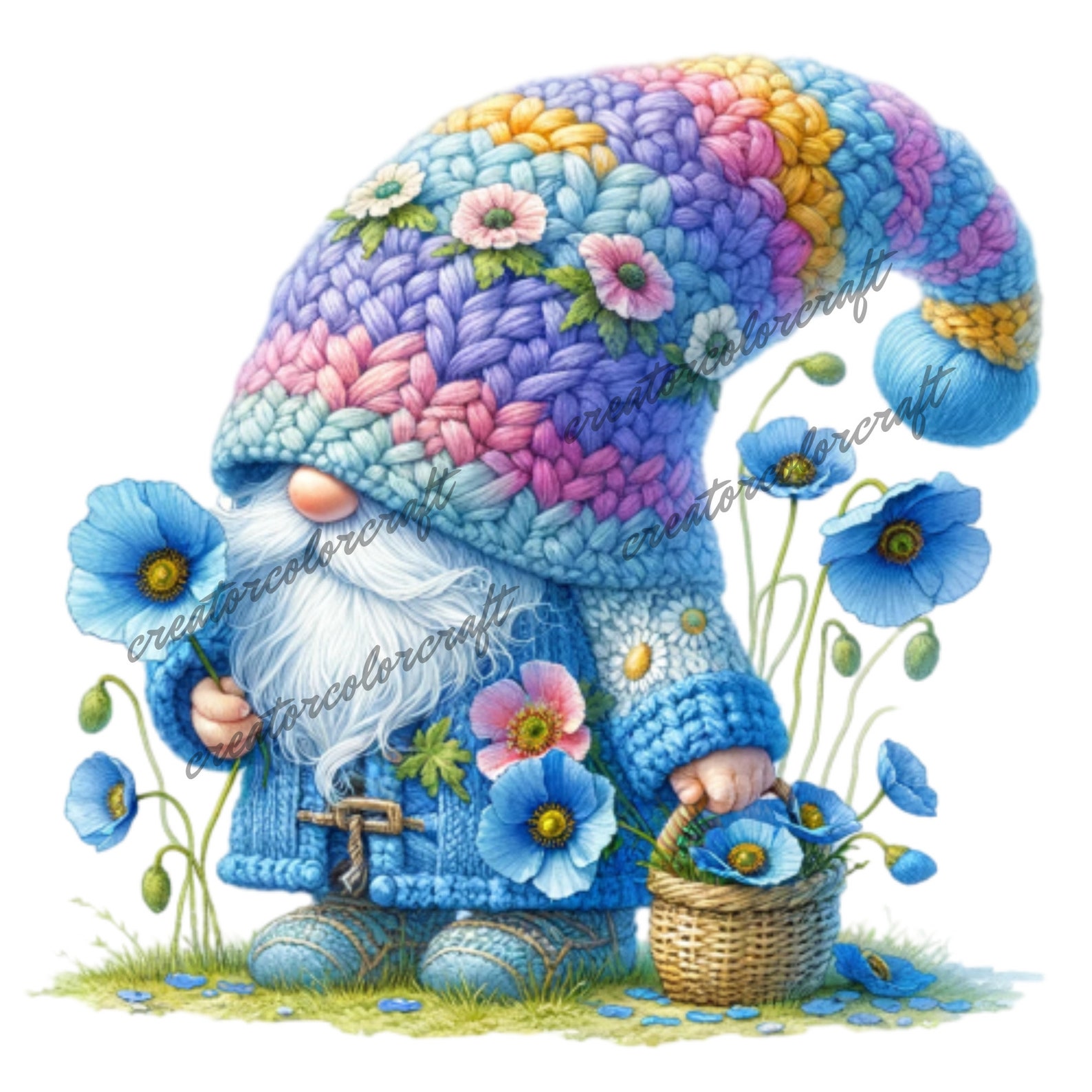 Poppies Gnomes Clipart Bundle, Flowers Gnomes PNG, Bundle Png, Garden ...