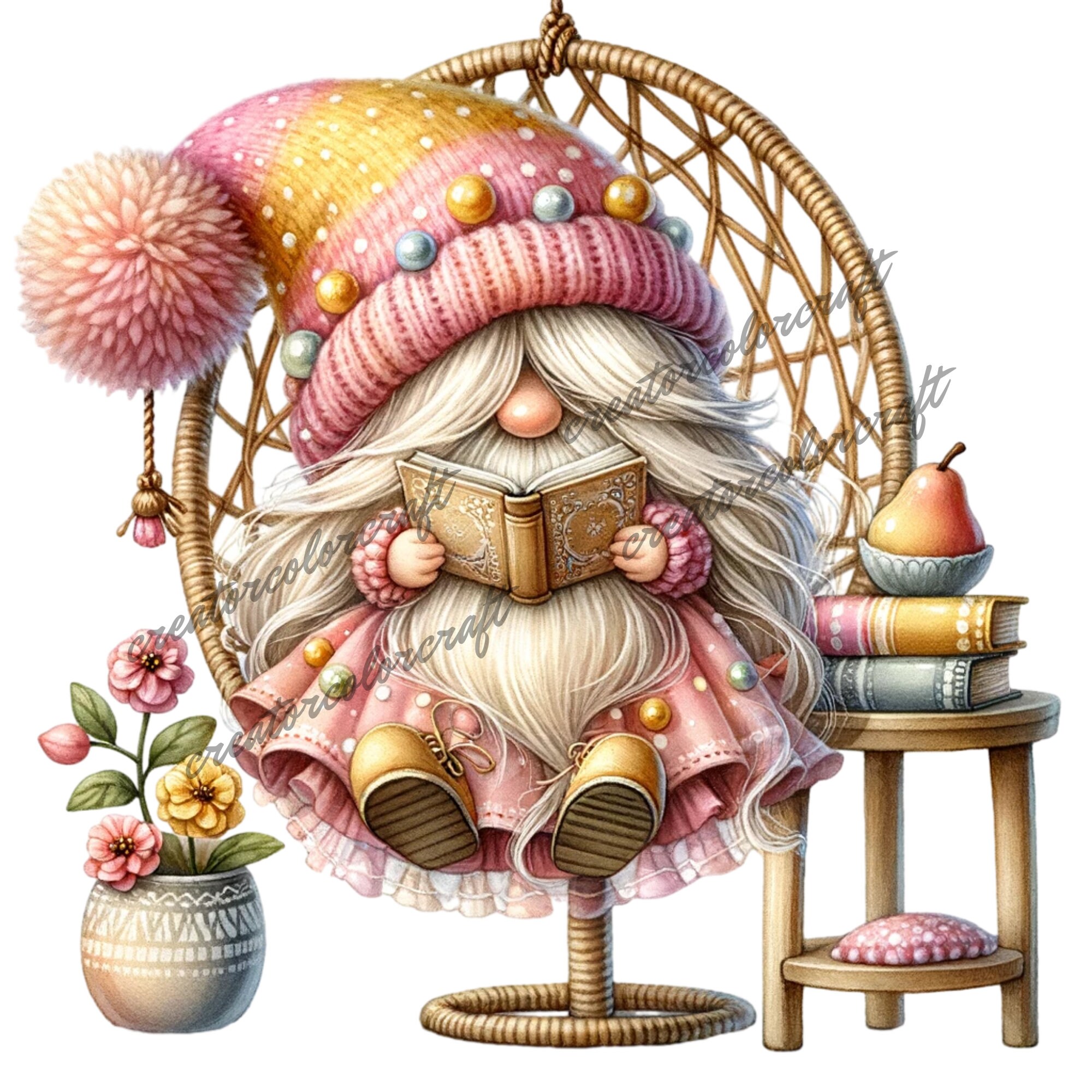Reading Clipart, Cute Gnomes Clipart, Read Book Clipart, Planner ...