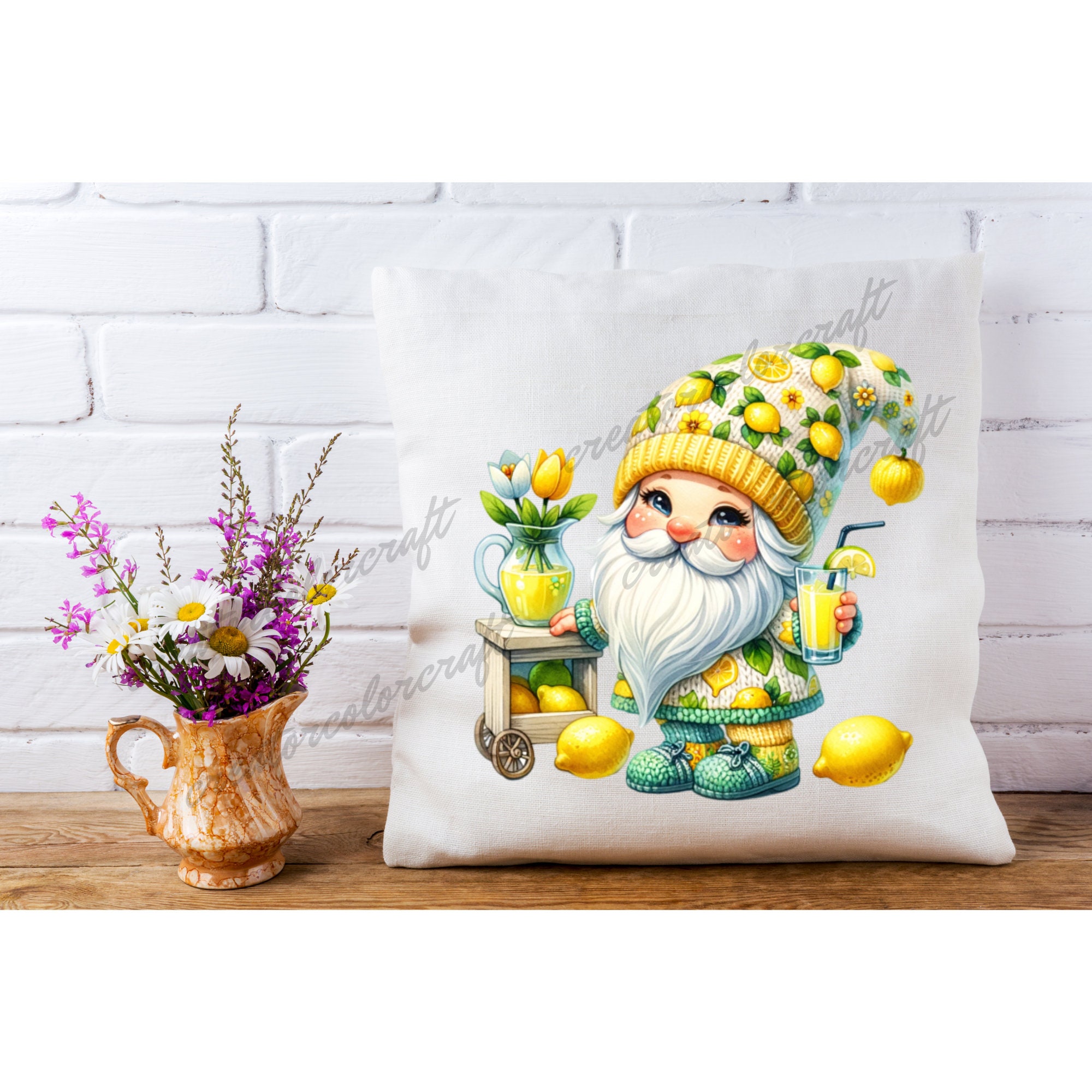 Lemon Gnome Clipart, Sublimation Designs, Lemon Gnome Png, Gnome ...