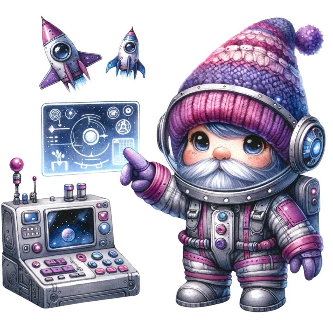 Space Gnome, Space Gnome Png, Rocket Gnome, Cute Gnomes Clipart, Space ...