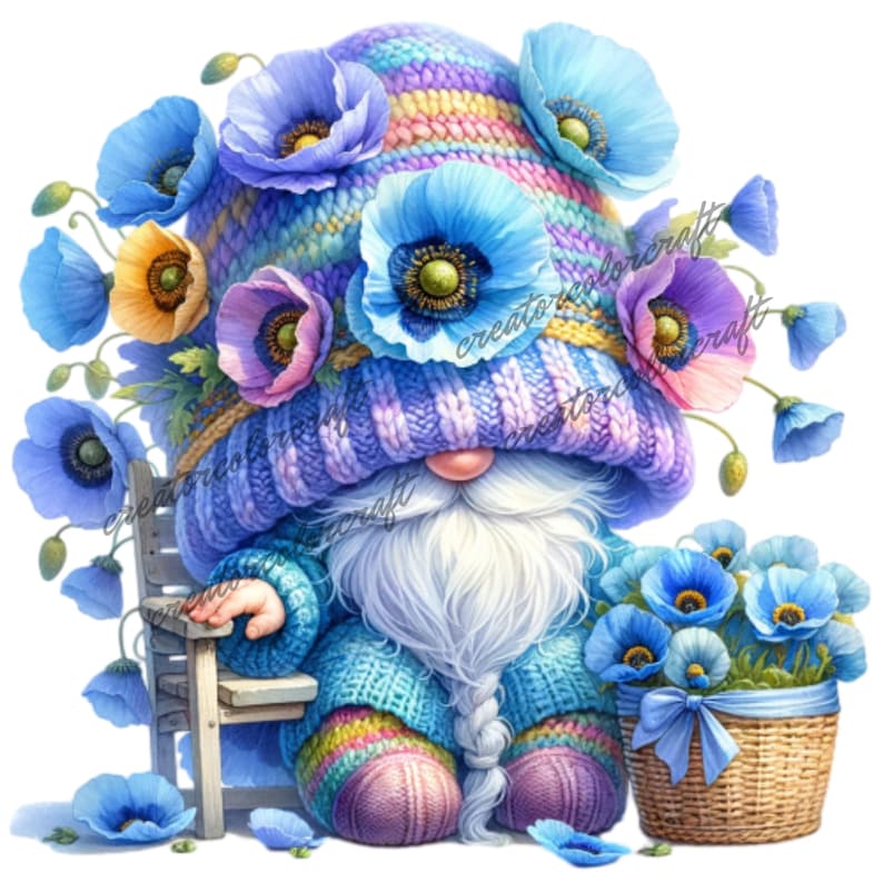 Poppies Gnomes Clipart Bundle, Flowers Gnomes PNG, Bundle Png, Garden ...