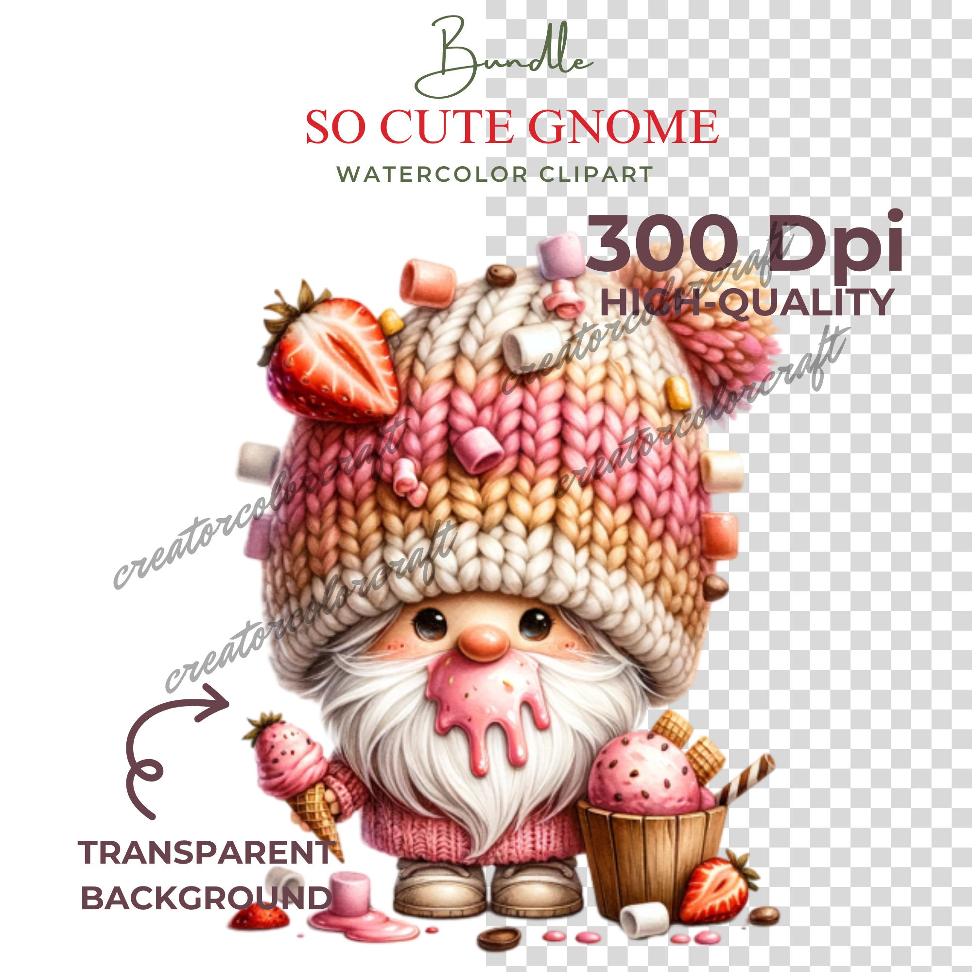 Ice Cream Gnome Clipart, Ice Cream Truck Gnome, Summer Gnome Clipart ...