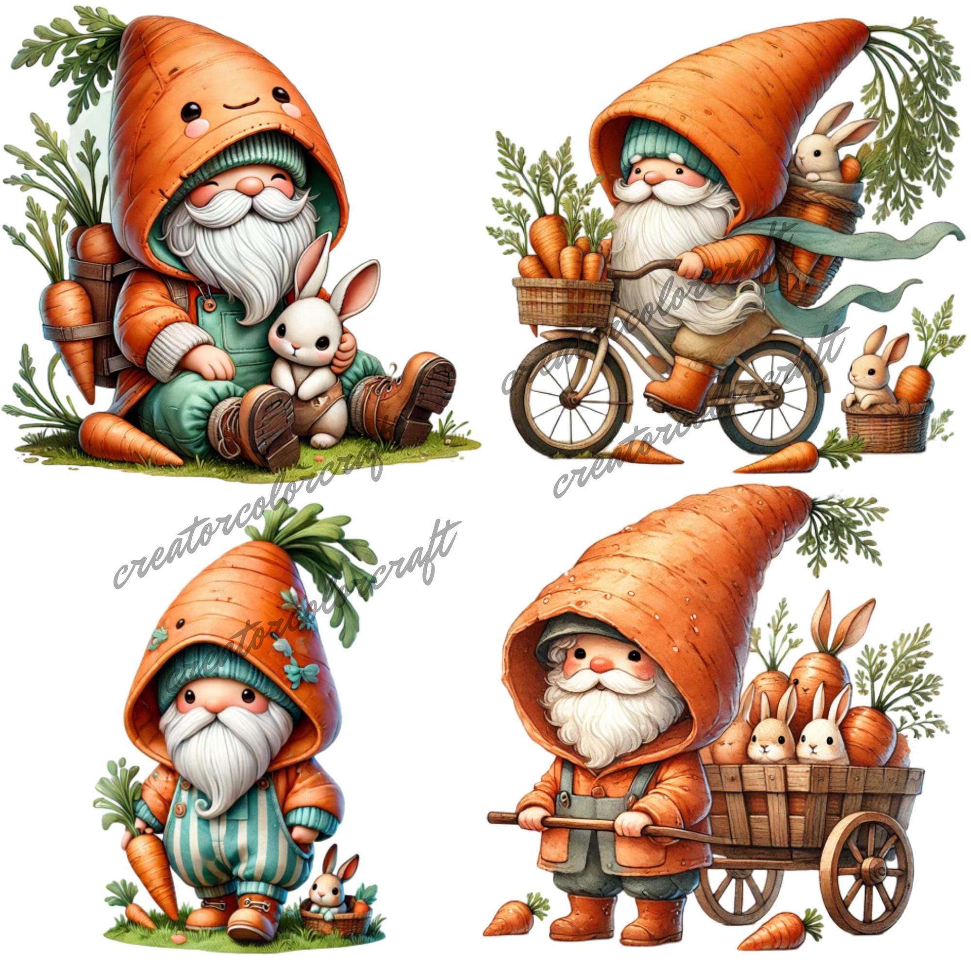 Rabbit Lover Gnome Clipart, Digital Download,animal Farm Gnome,easter ...